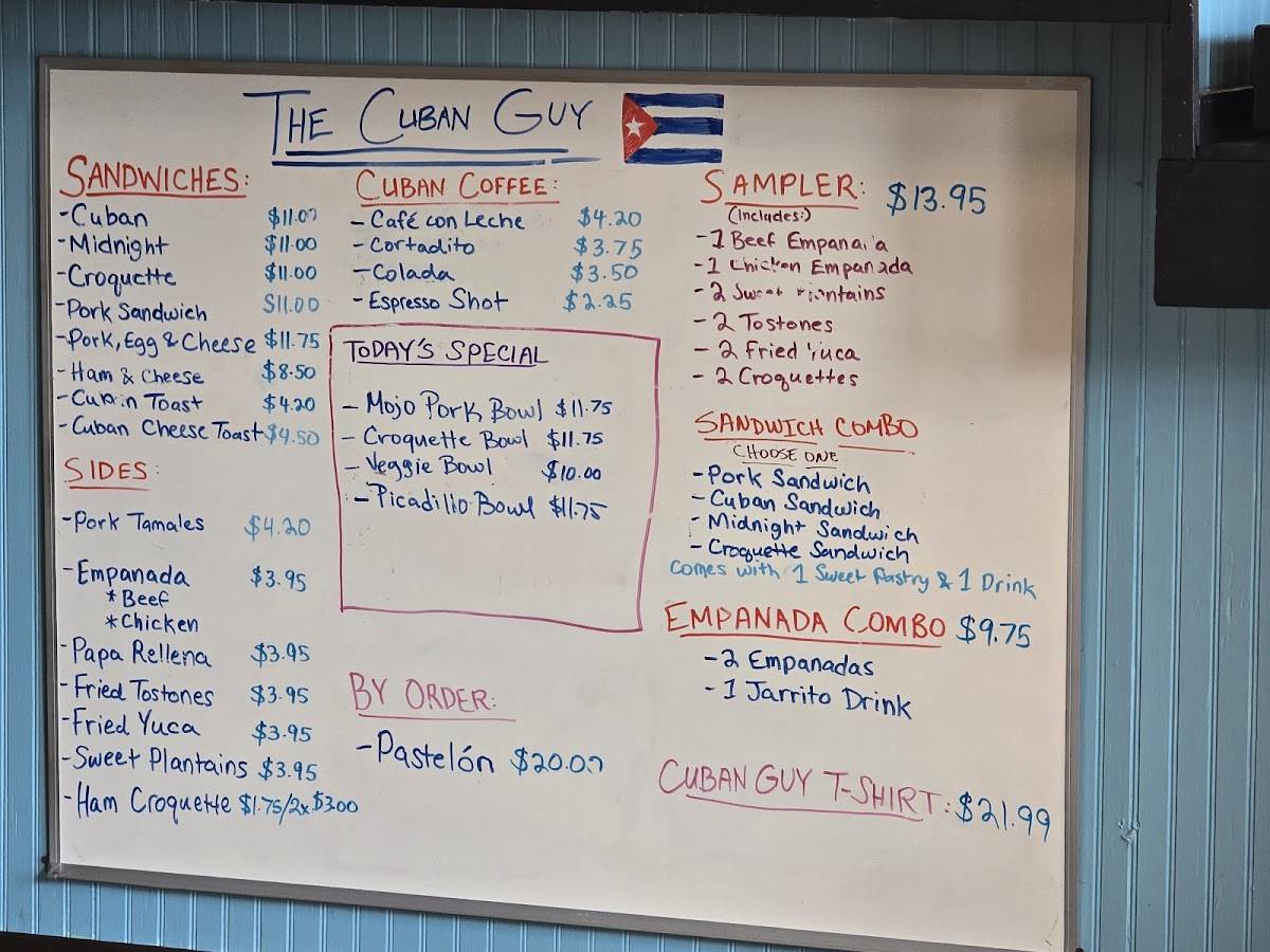 Menu at The Cuban Guy restaurant, Waynesville