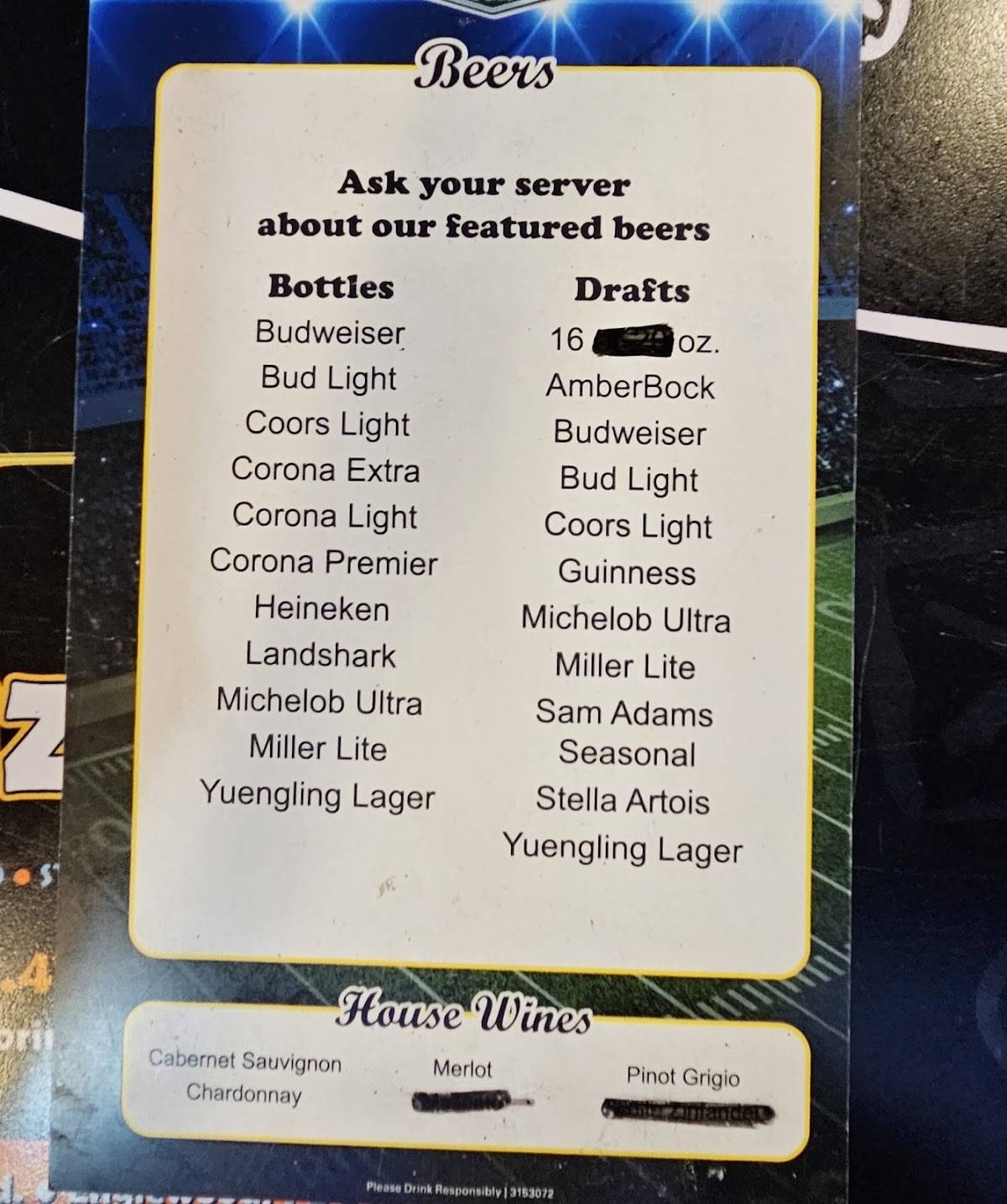 Menu at The End Zone Sports Grille pub & bar, Englewood