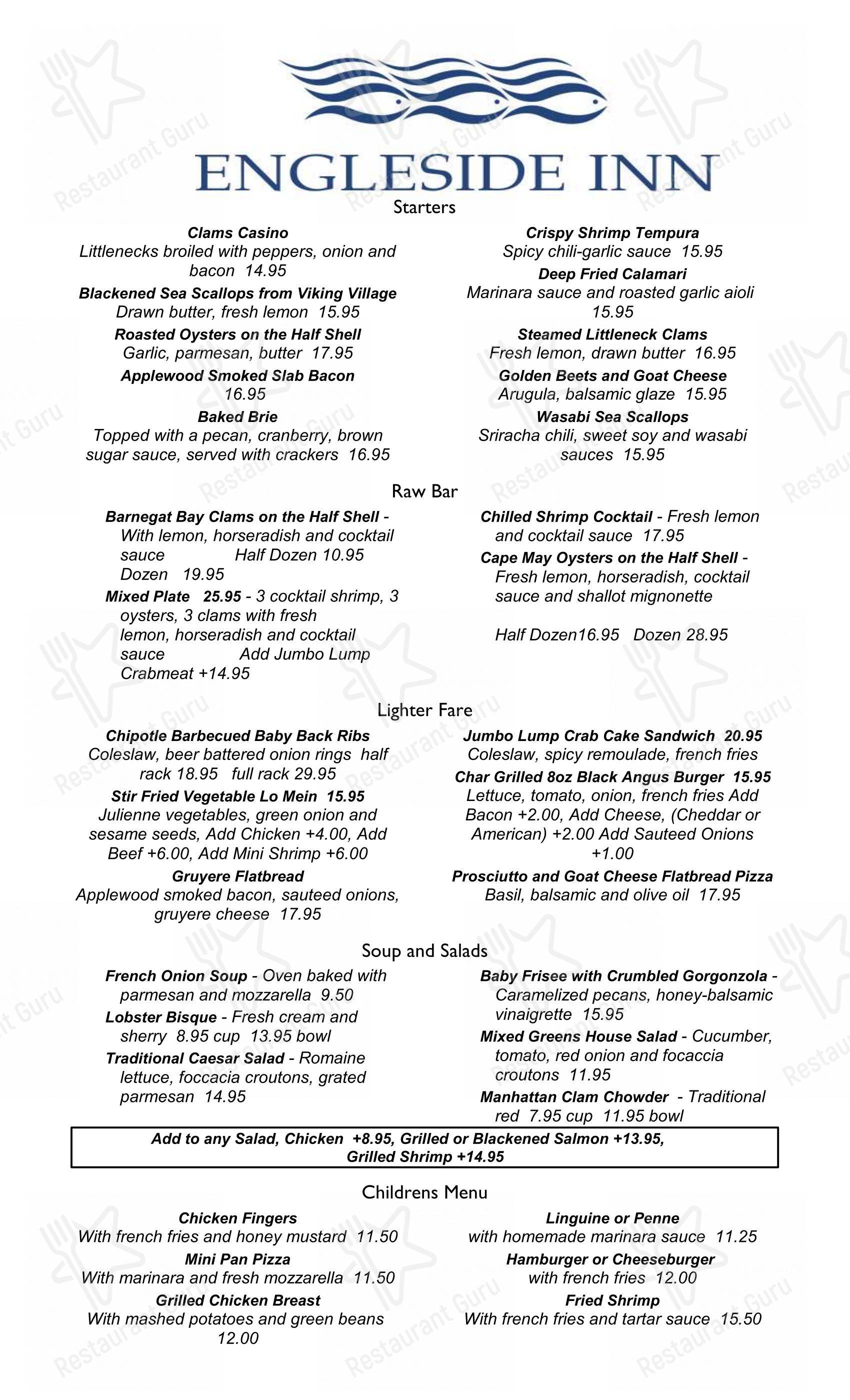 Menu at The Engleside Inn and Restaurant, Beach Haven