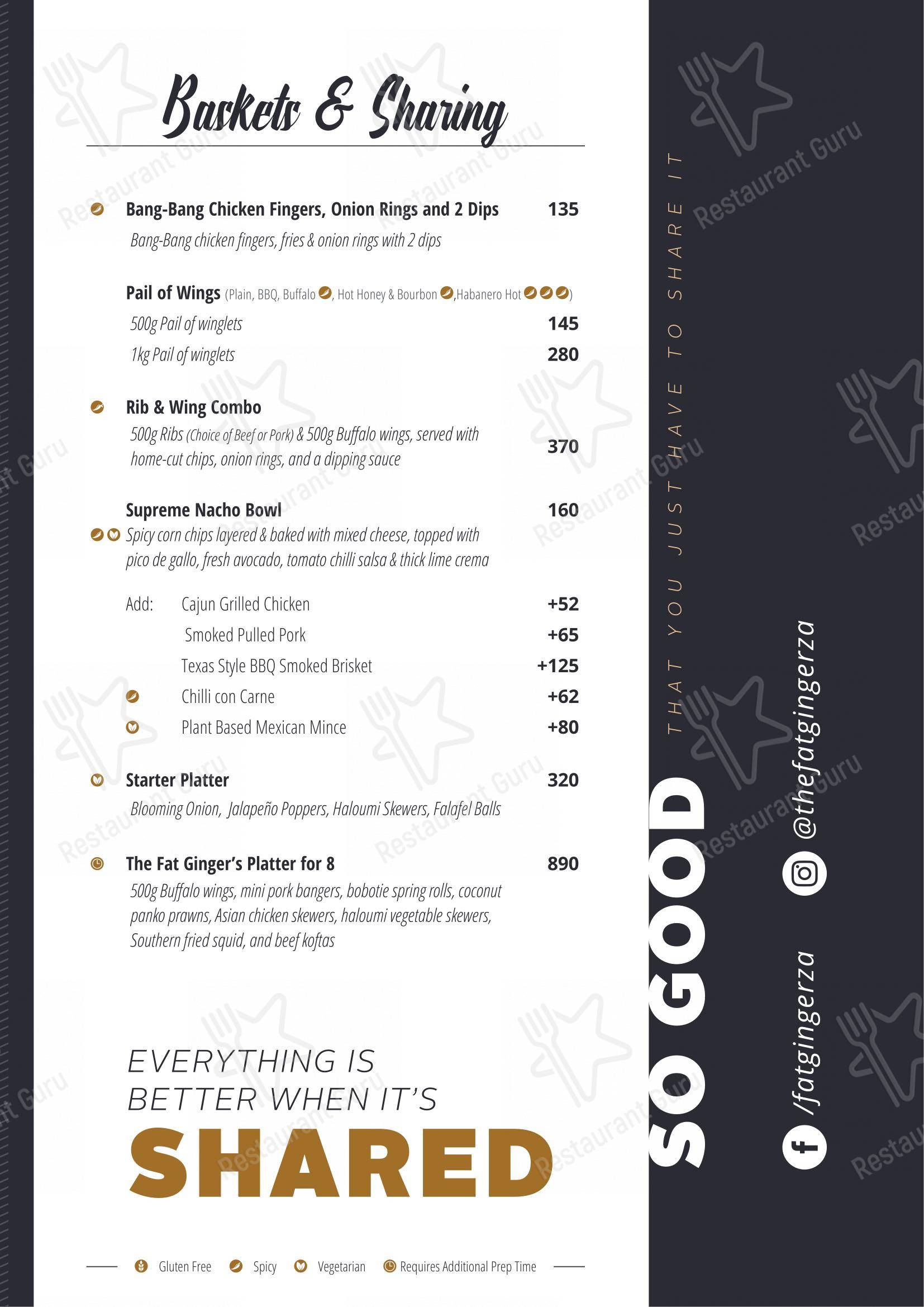 Menu at The Fat Ginger pub & bar, Sandton