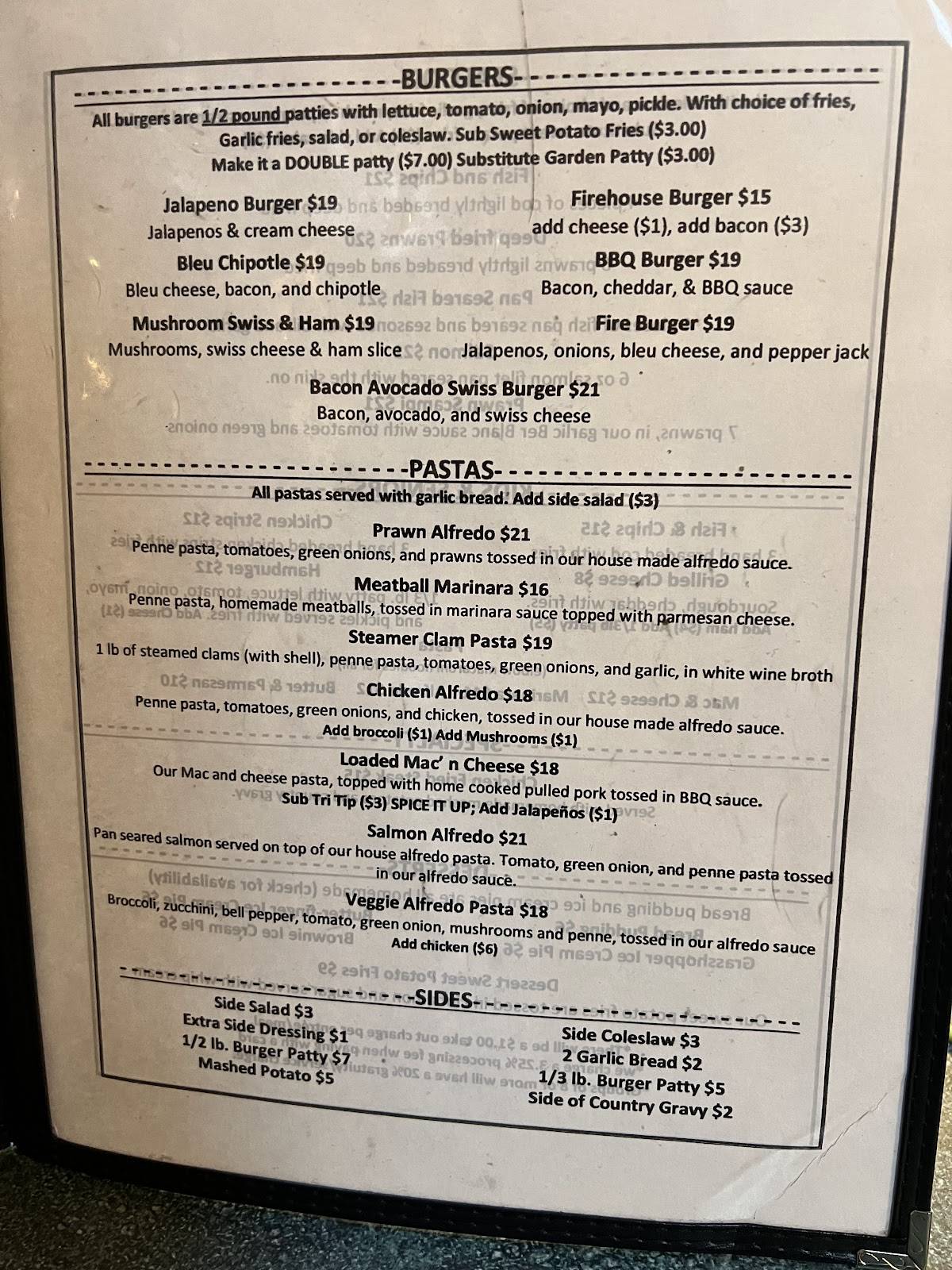 Menu at The Firehouse Restaurant & Lounge, Florence