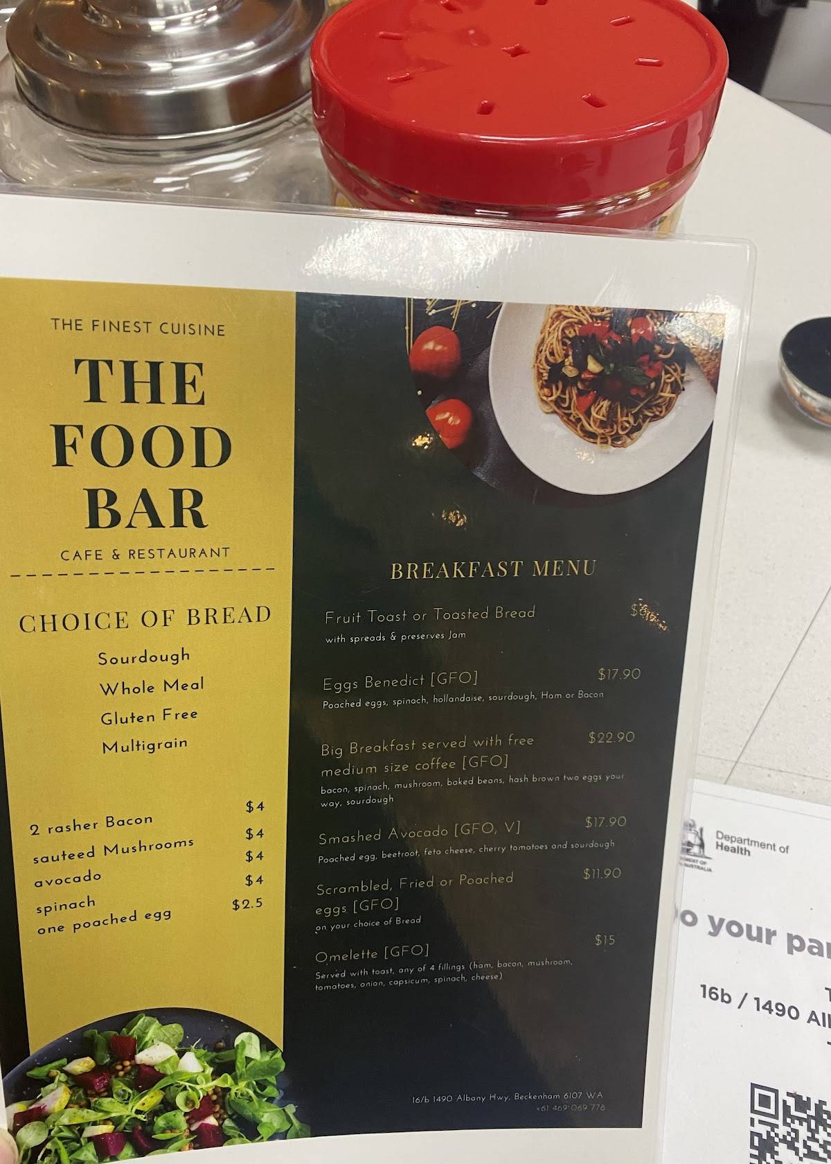 Menu at The Food Bar, Beckenham