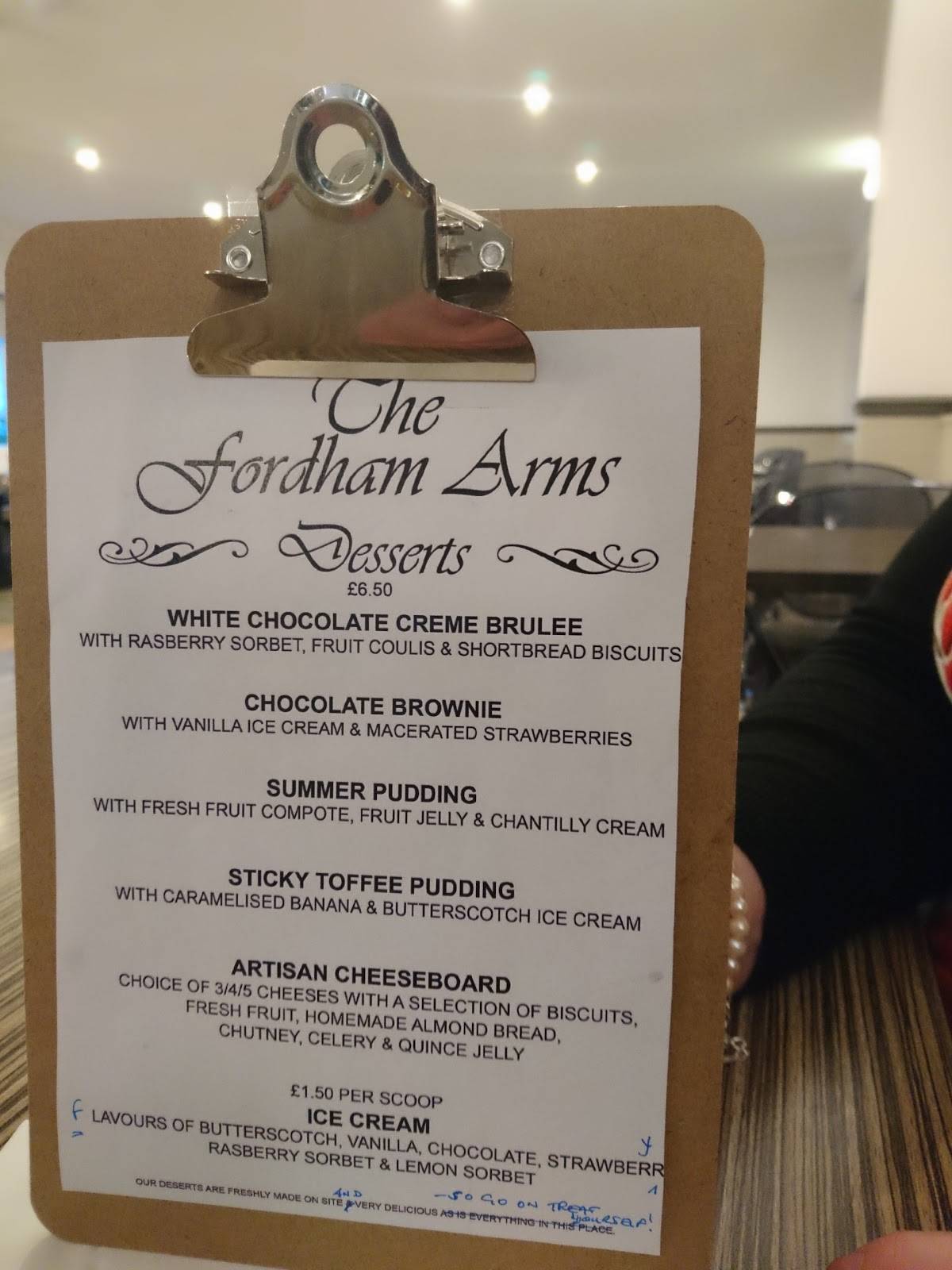 Menu at The Fordham Arms (The Fordham Inn) pub & bar, Sharnbrook