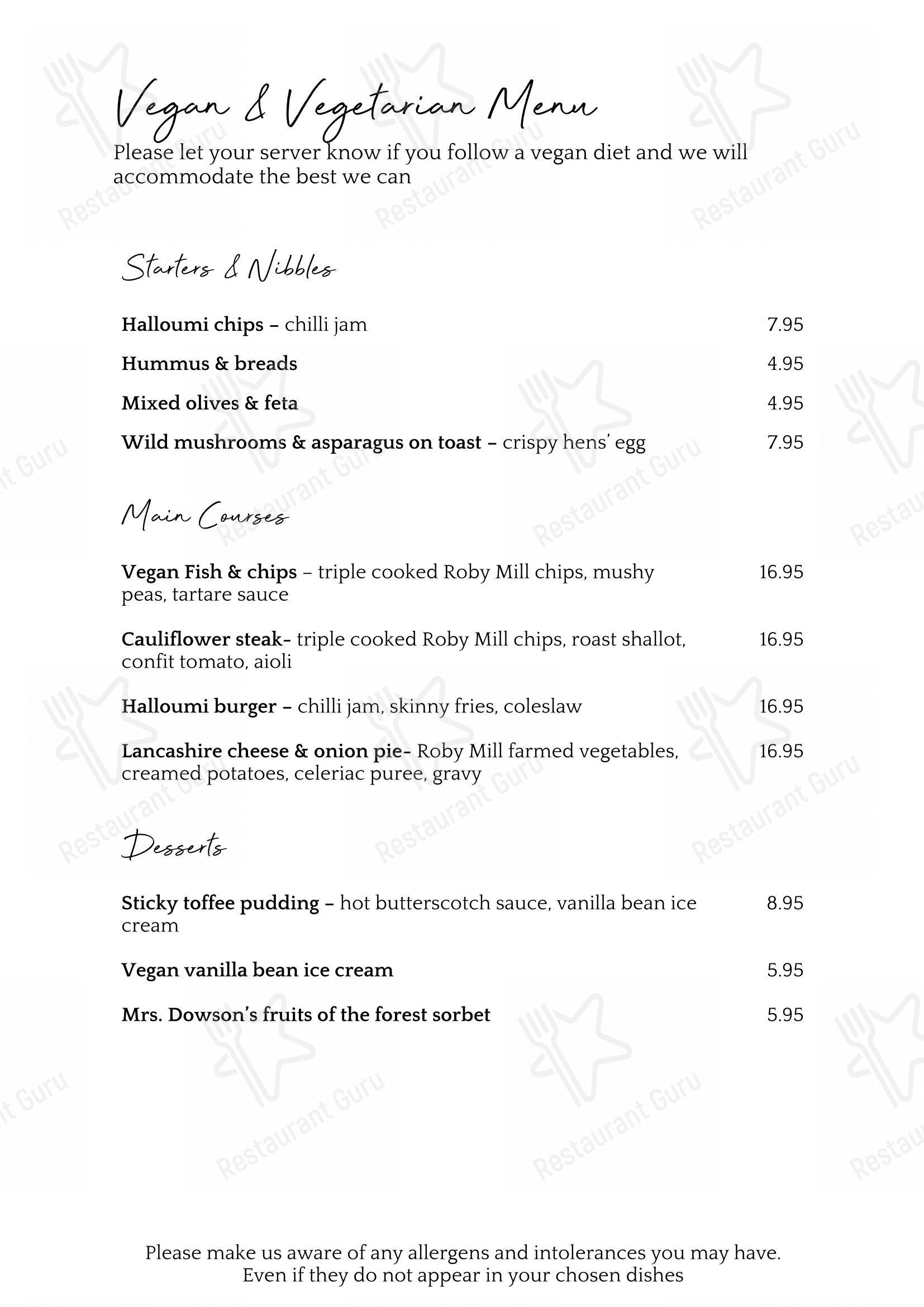 Menu at The Fox at Roby Mill pub & bar, Skelmersdale