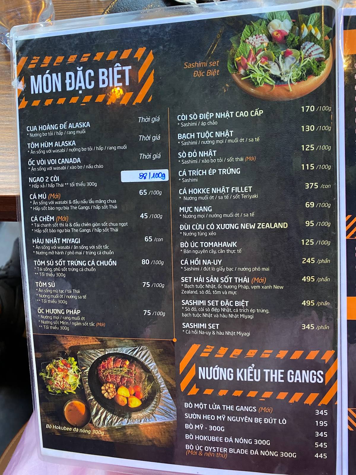 Carta del restaurante The Gangs Central, Ciudad Ho Chi Minh (Saigón)