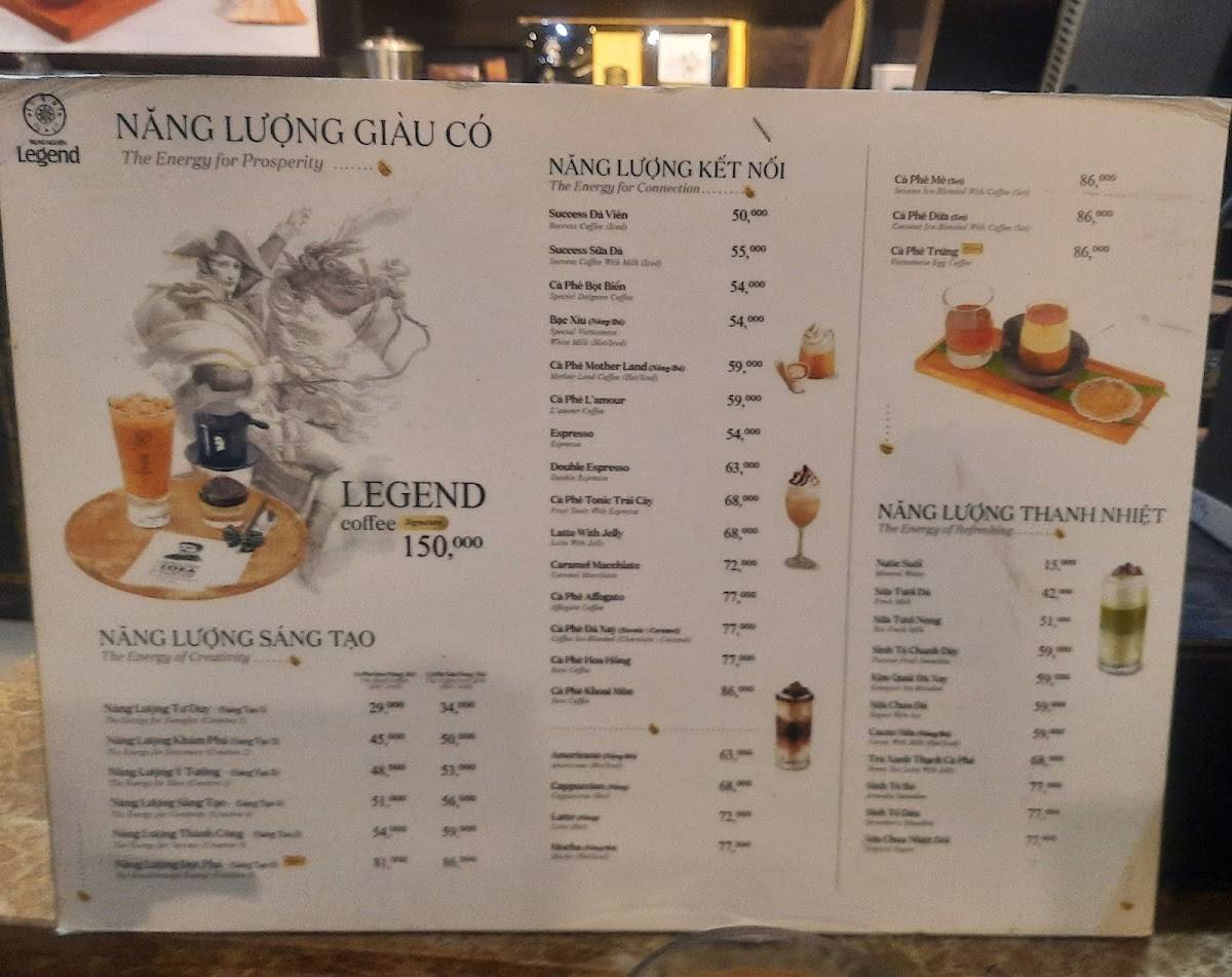 Menu at Thế Giới Cà Phê Trung Nguyên Legend cafe, Hanoi, 52 P. Hai Bà Trưng