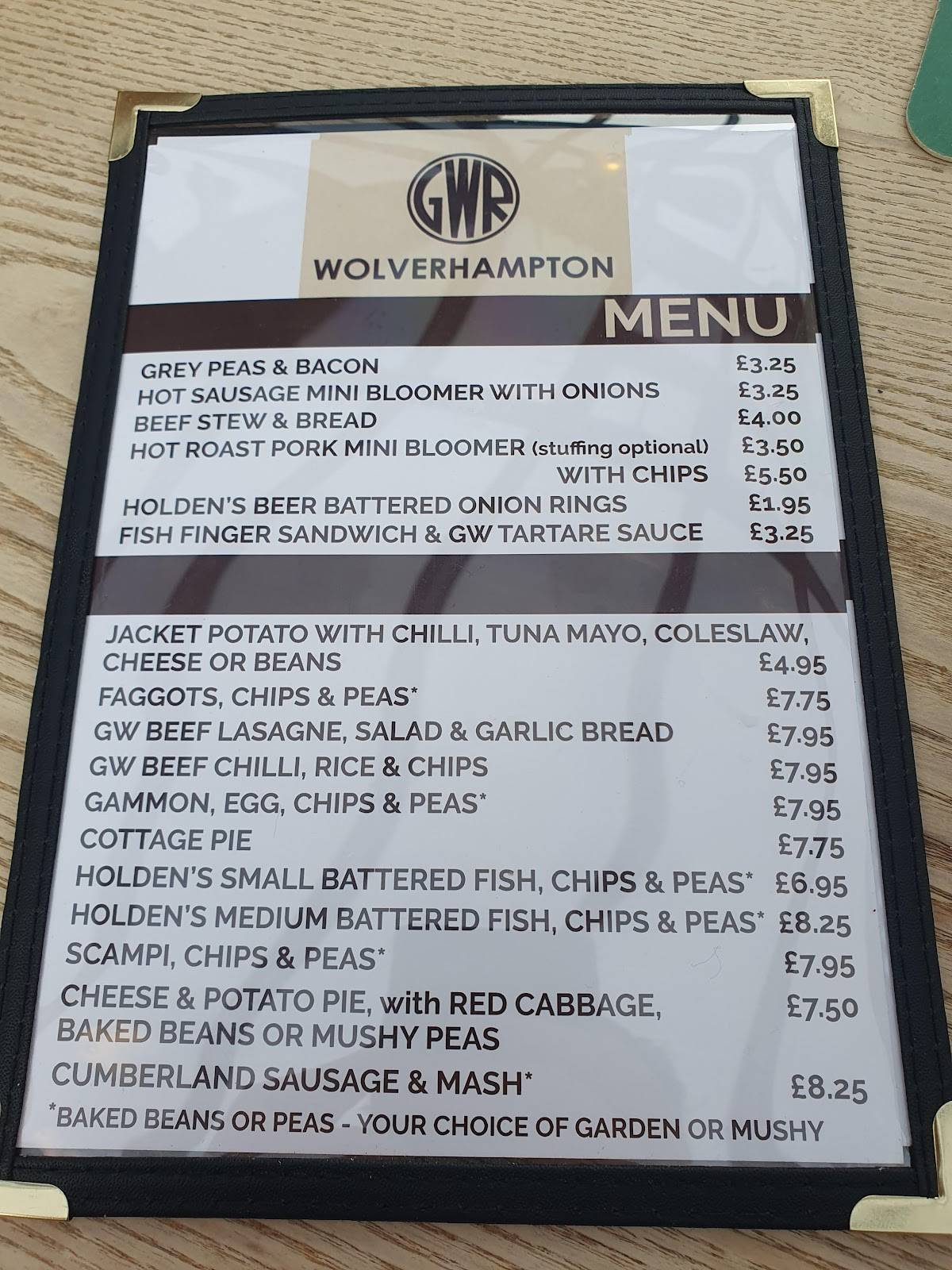 Menu at The Great Western pub & bar, Wolverhampton, Corn Hill