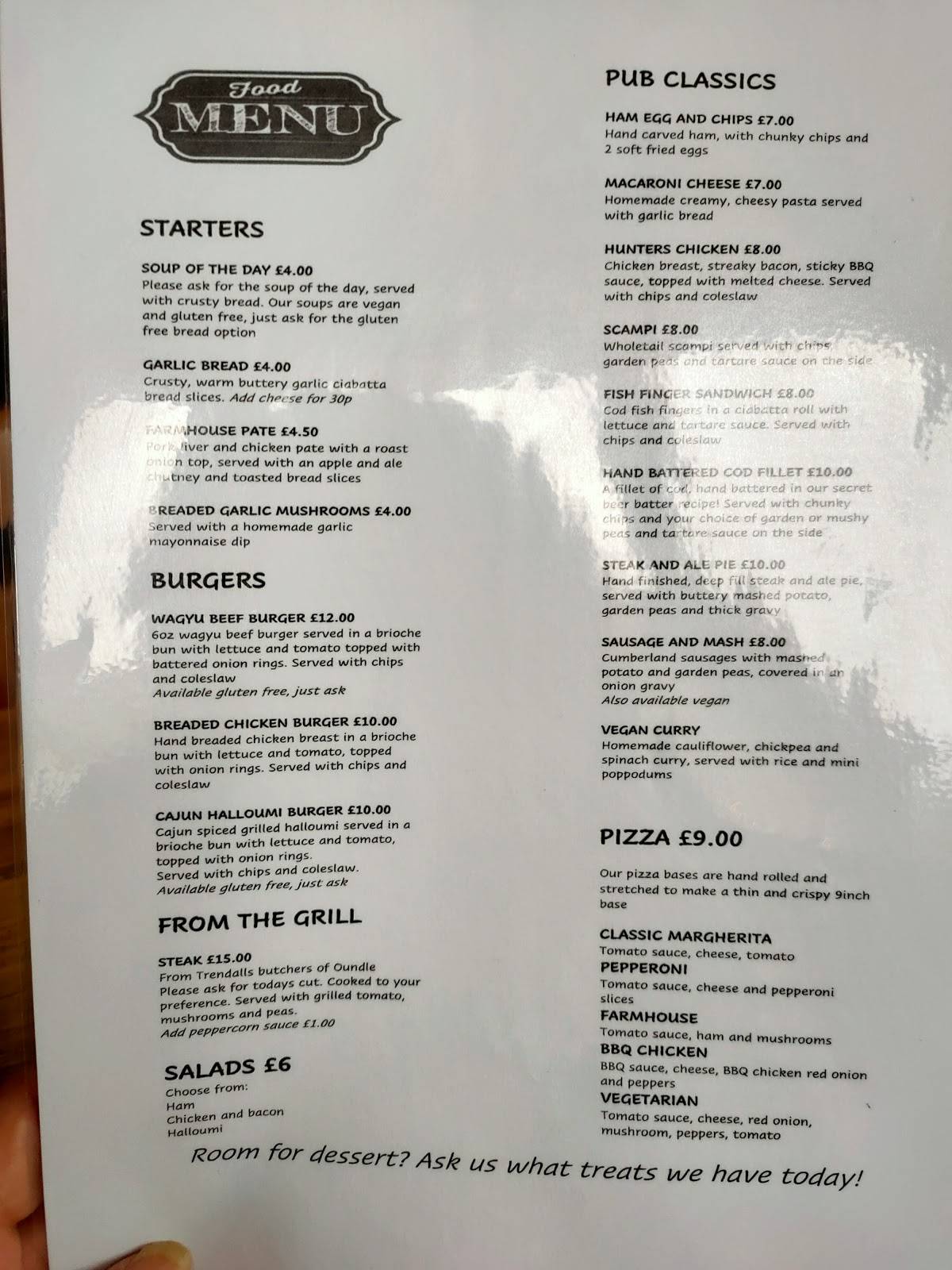 Menu at The Green Dragon Public House, Corby