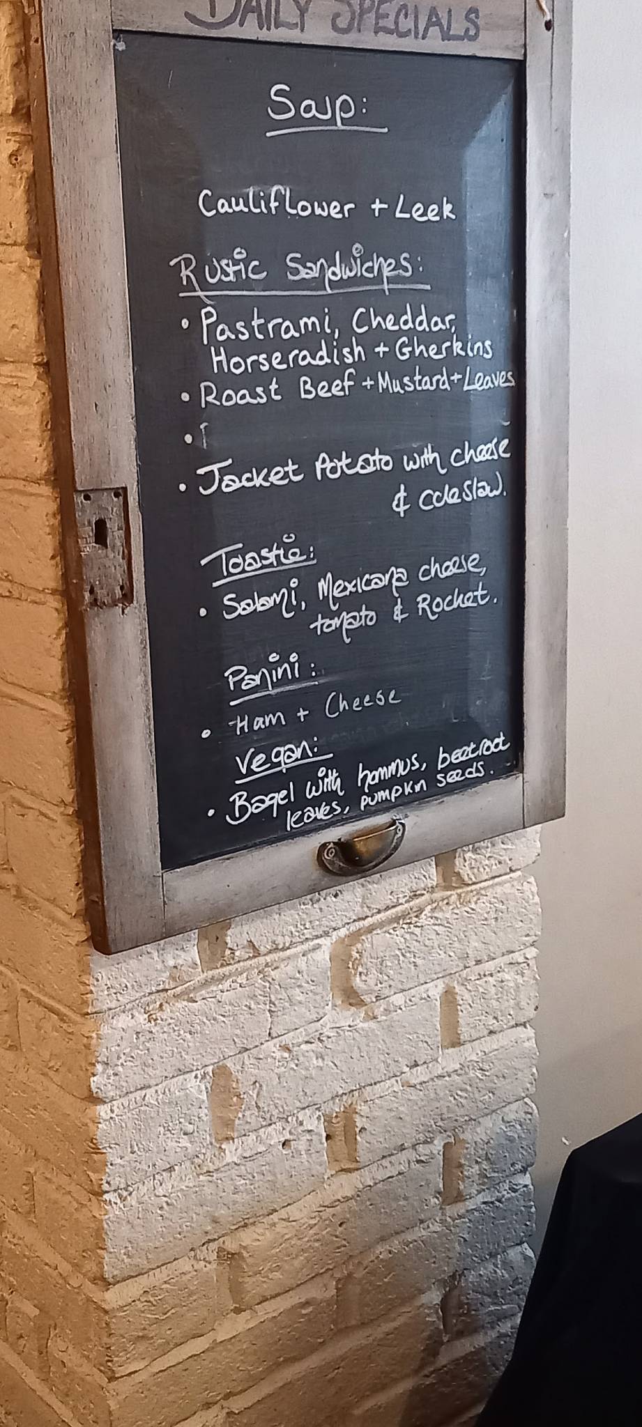 Menu at The Green Welly cafe, Ditchling