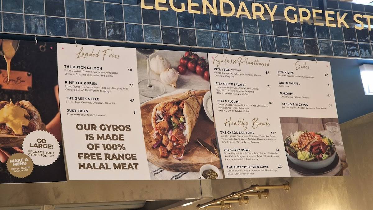 Menu at The Gyros Bar, Utrecht