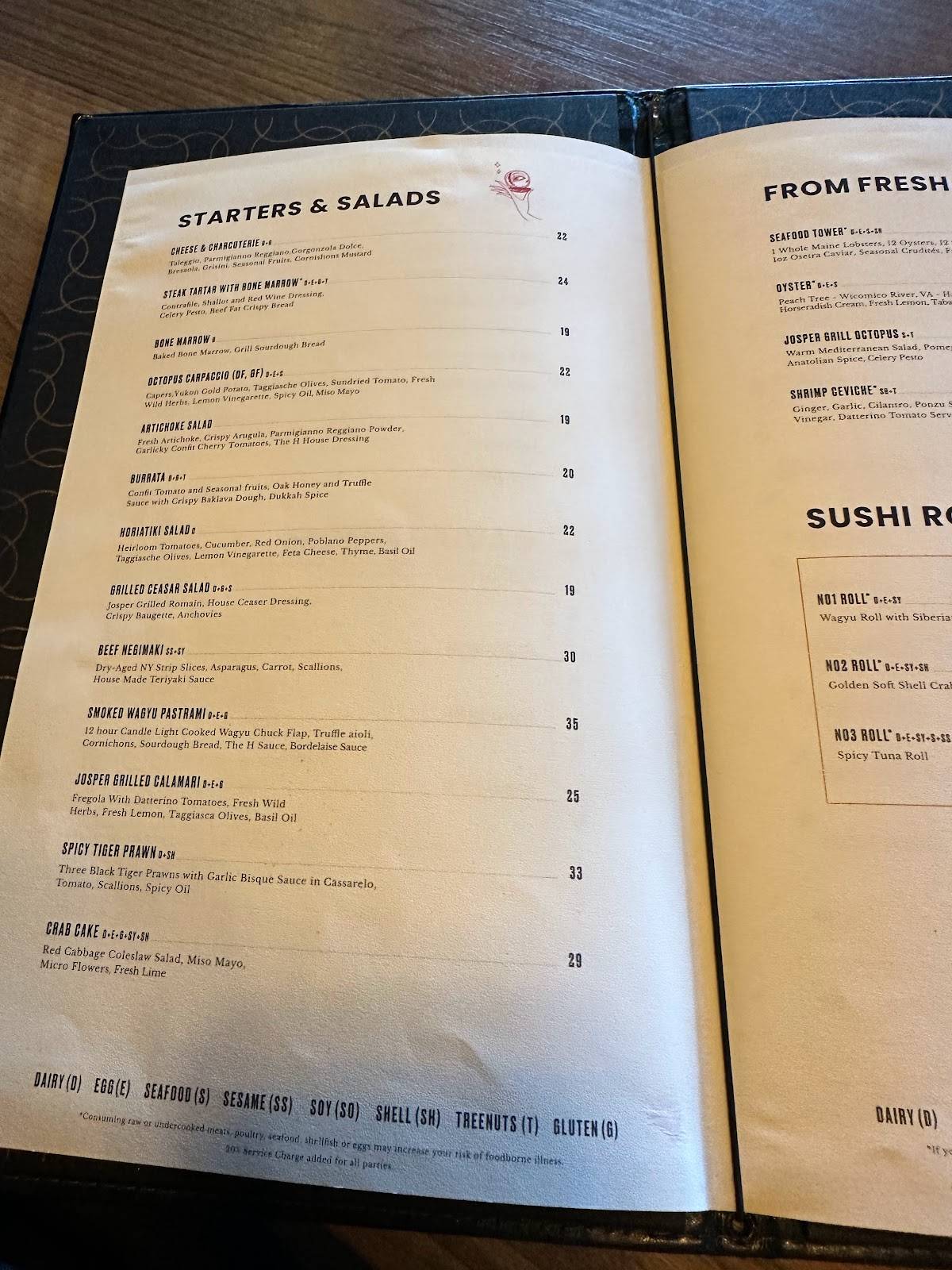 Menu at The H Orlando steakhouse, Orlando, Dr Phillips Blvd Suite 80