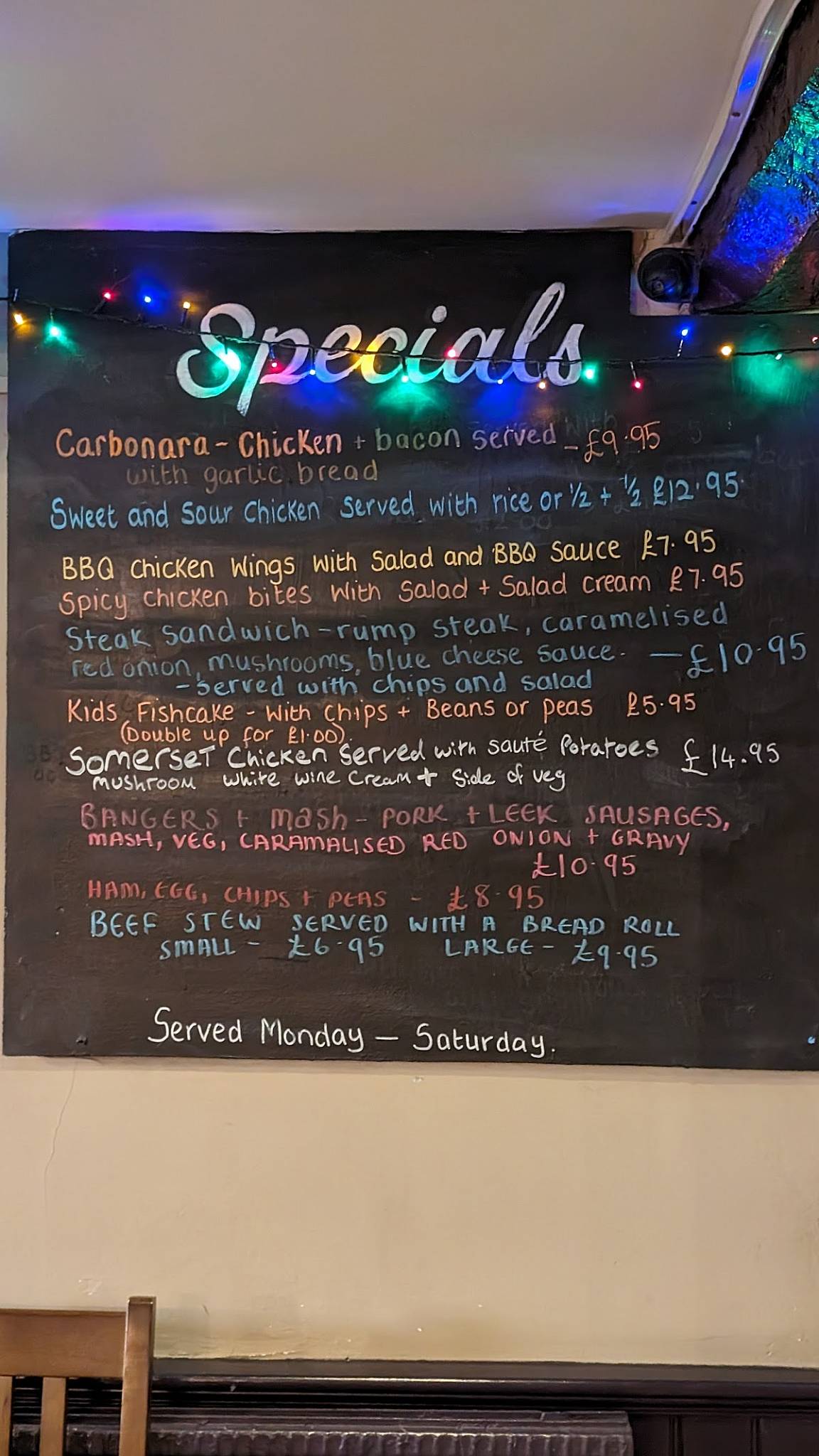 Menu at The Harp Inn pub & bar, Abergele