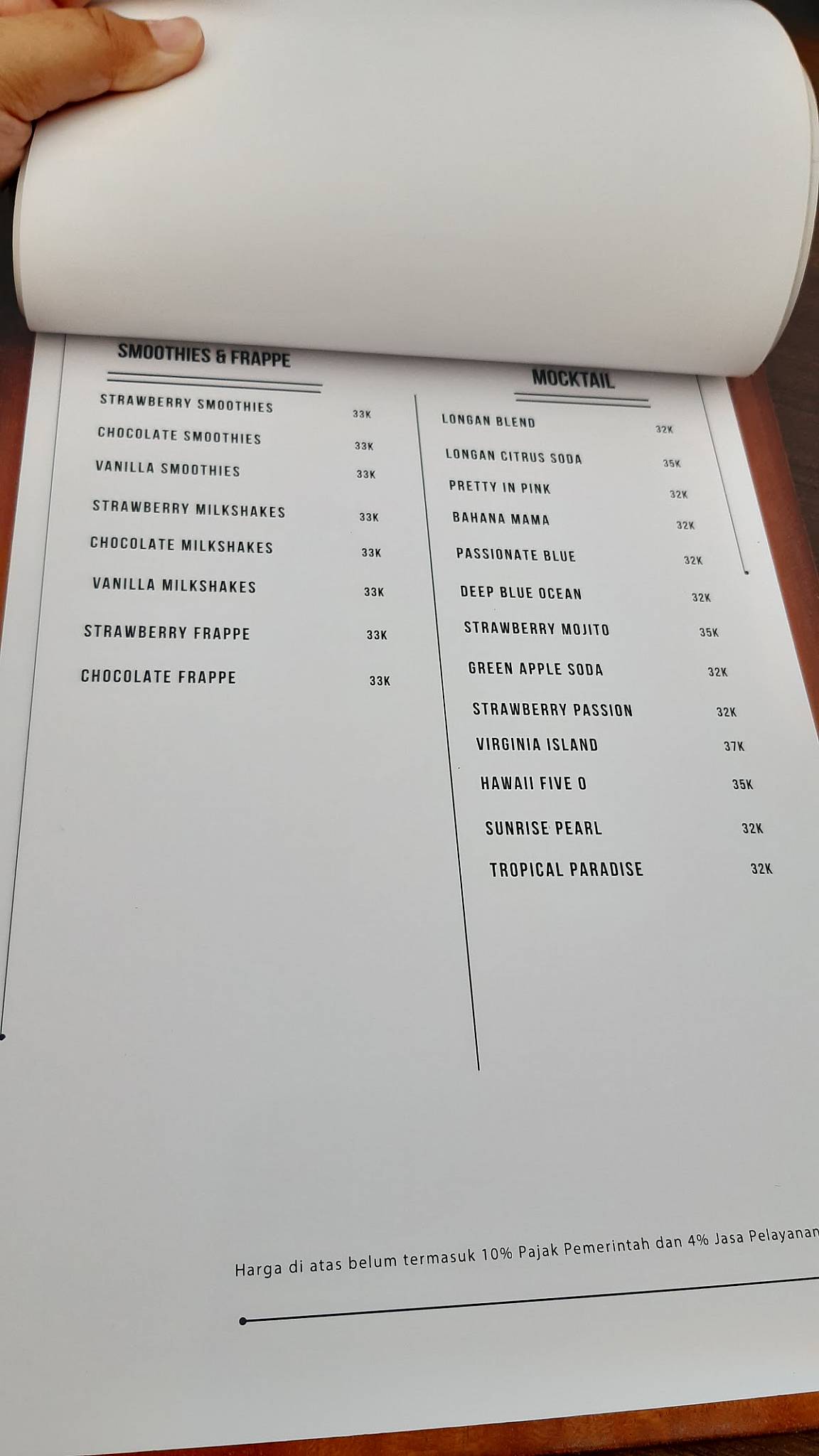 Carta de The Hills Dining Restaurant, Semarang