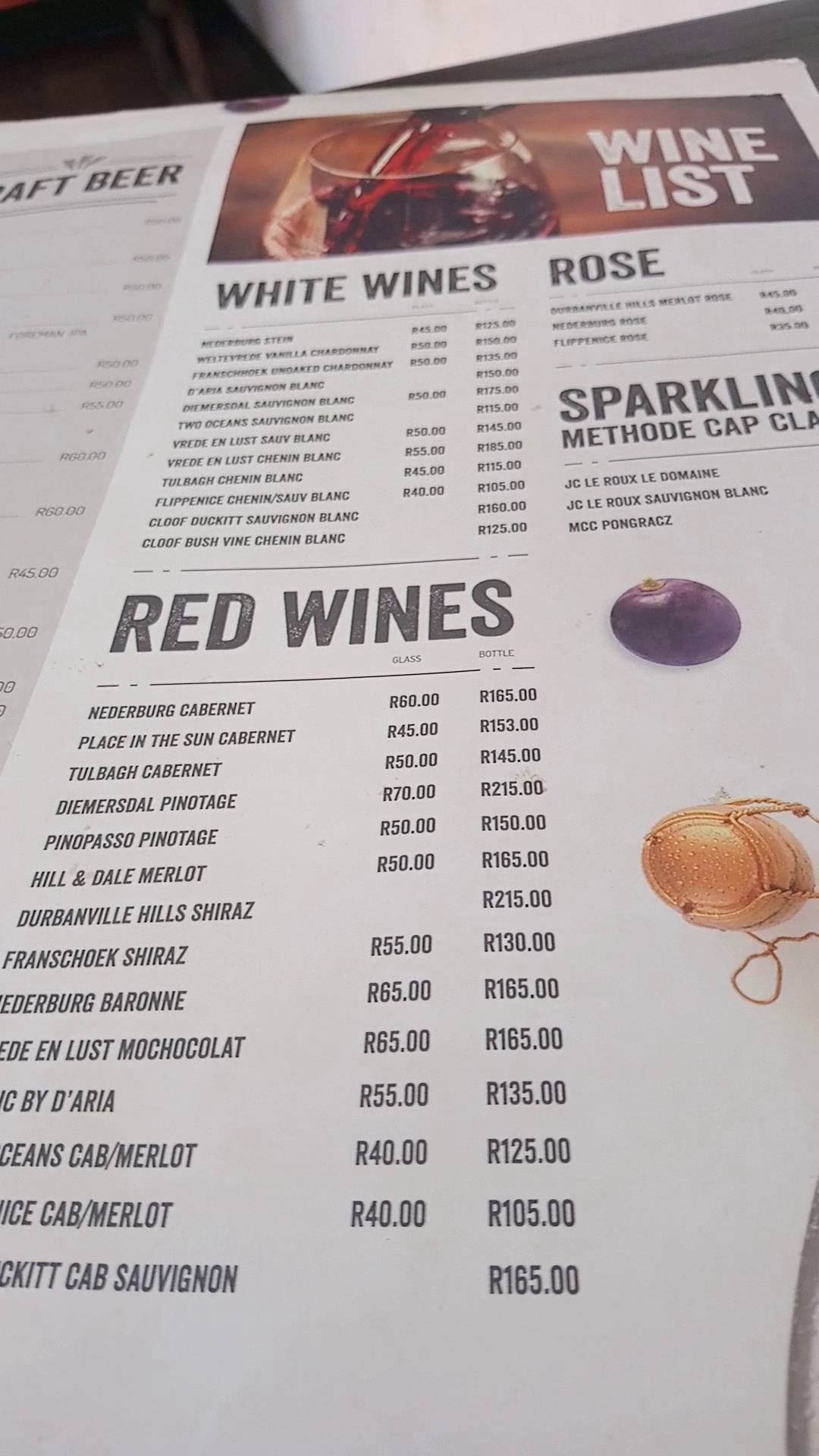 Menu at The Hollow Tree at Old Oak restaurant, Cape Town, 12 Old Oak Rd