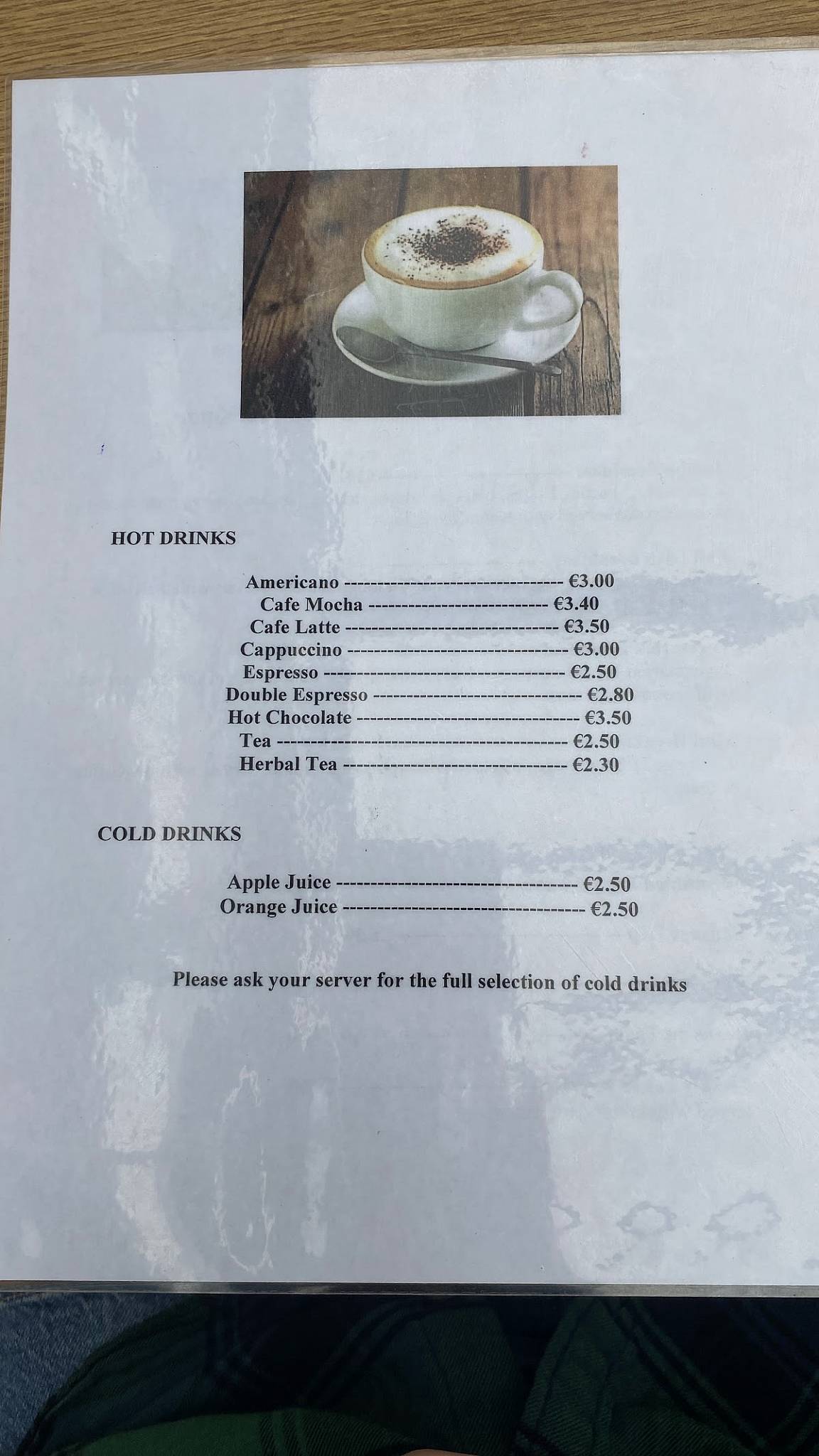 Menu at The Hub Cafe, Waterford, 64 The Folly