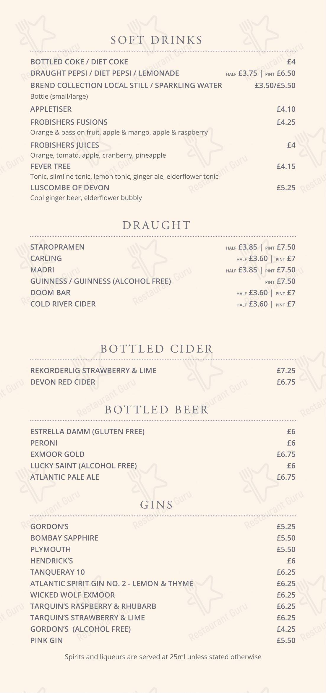 Menu at The Imperial Hotel restaurant, Barnstaple
