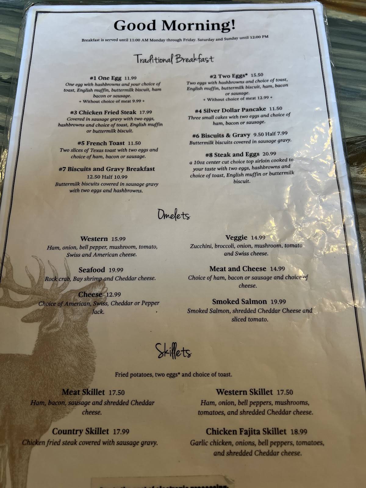 Menu at The In Place restaurant, Forks