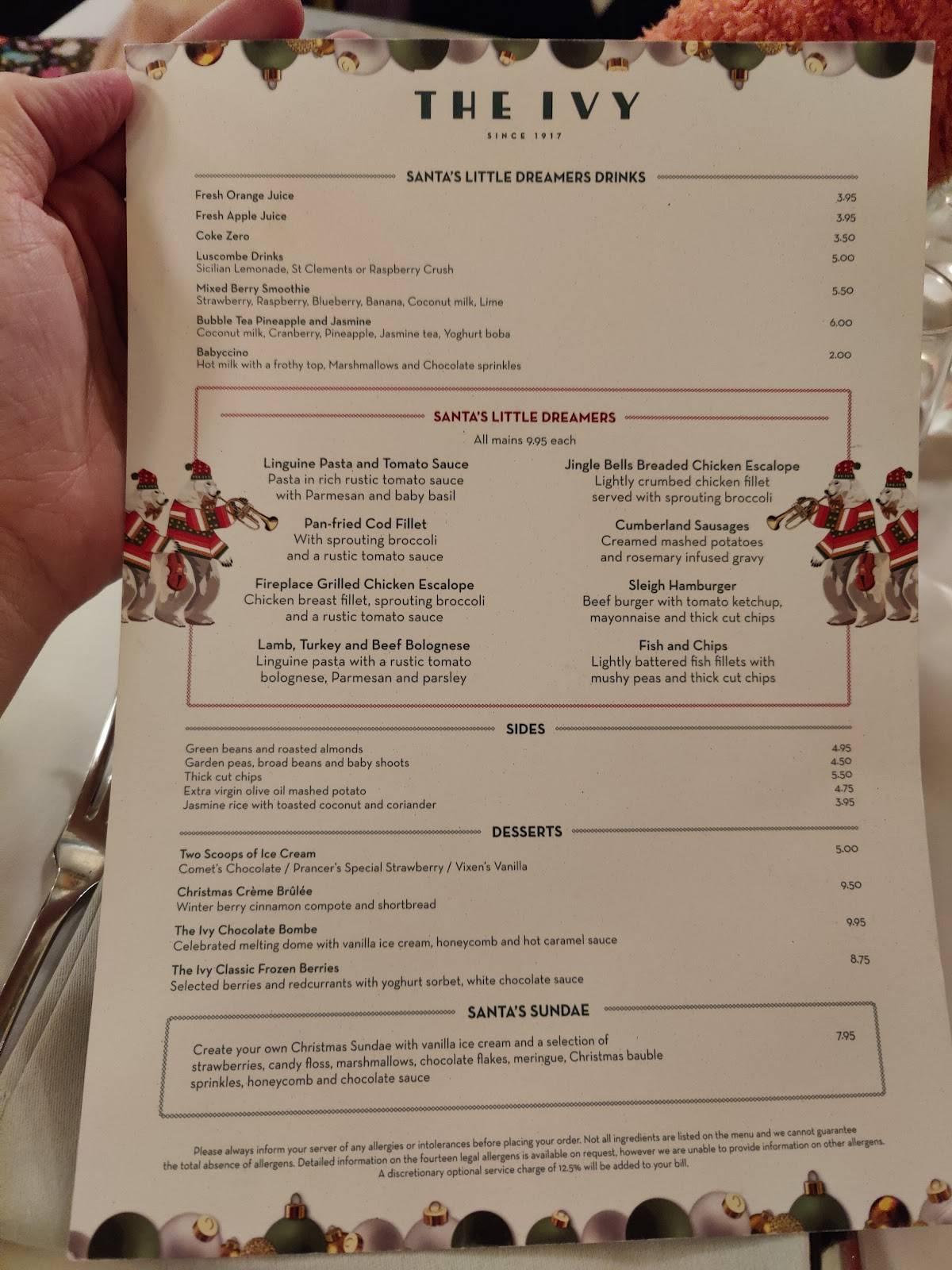 Menu at The Ivy Cambridge Brasserie restaurant, Cambridge