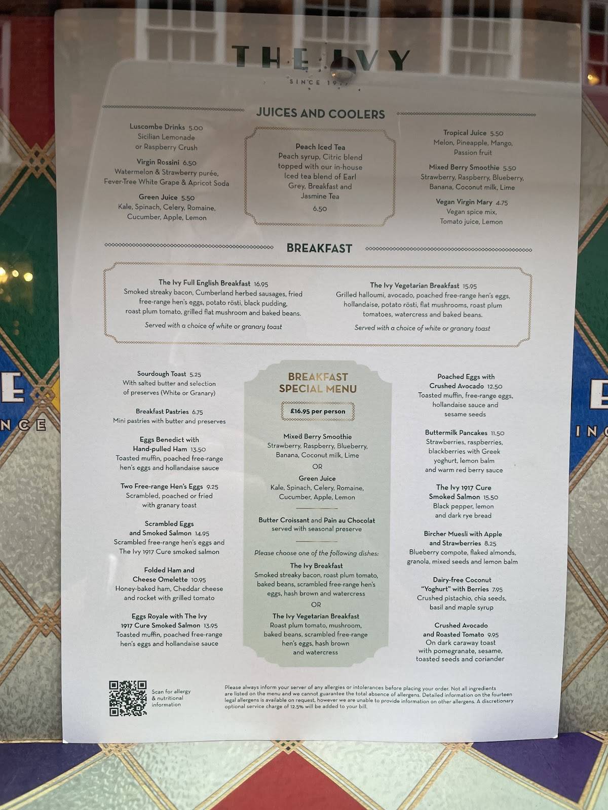 Menu at The Ivy Cambridge Brasserie restaurant, Cambridge