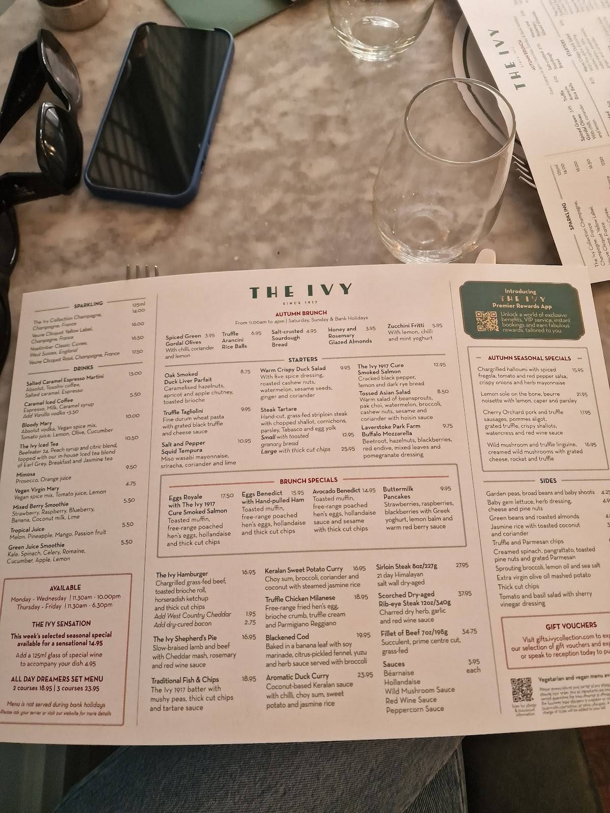 Menu at The Ivy Cambridge Brasserie restaurant, Cambridge