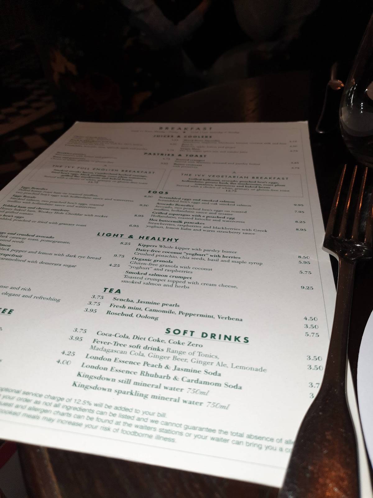 Menu at The Ivy Victoria Quarter Leeds restaurant, Leeds