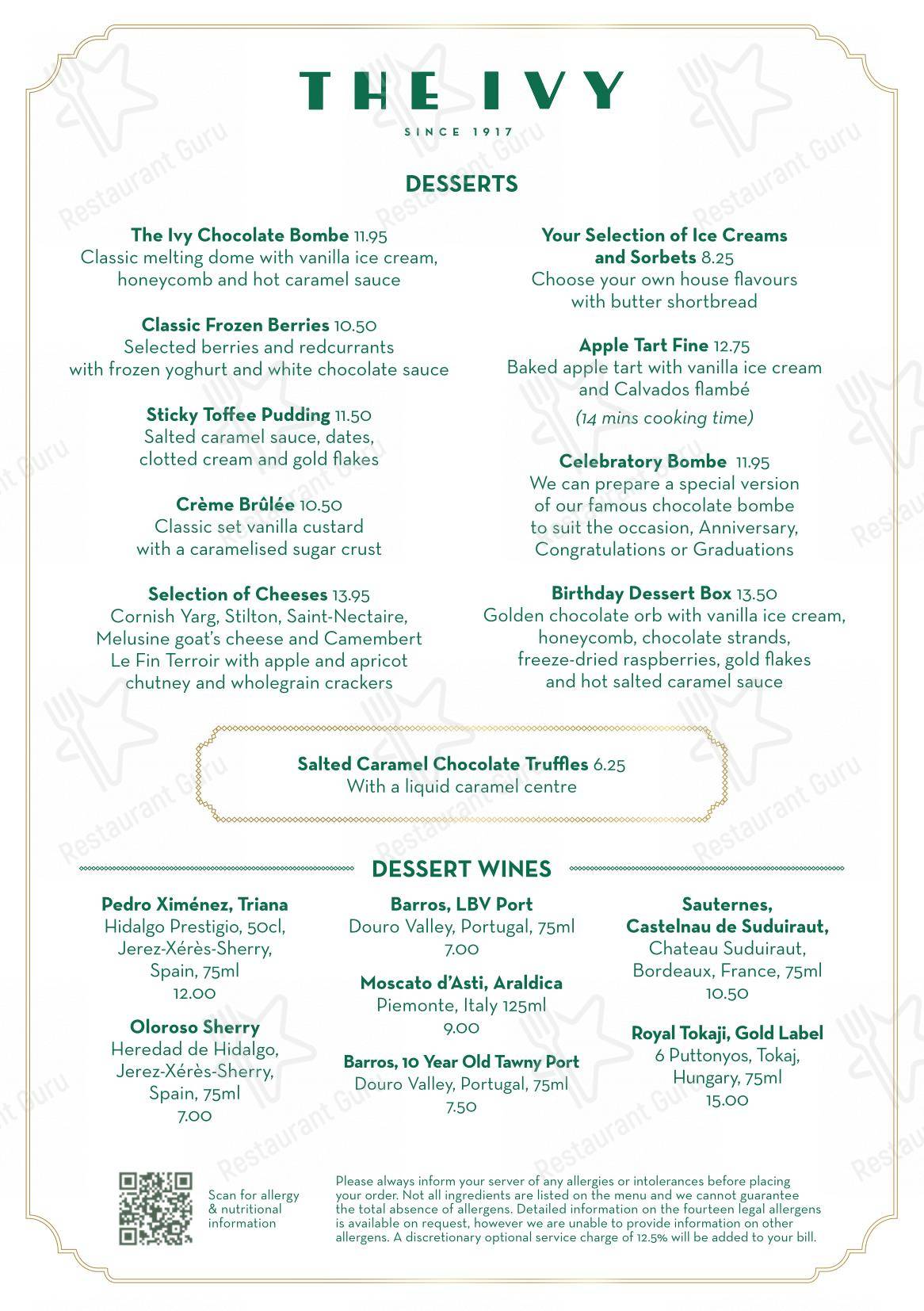 Menu at The Ivy Winchester Brasserie pub & bar, Winchester
