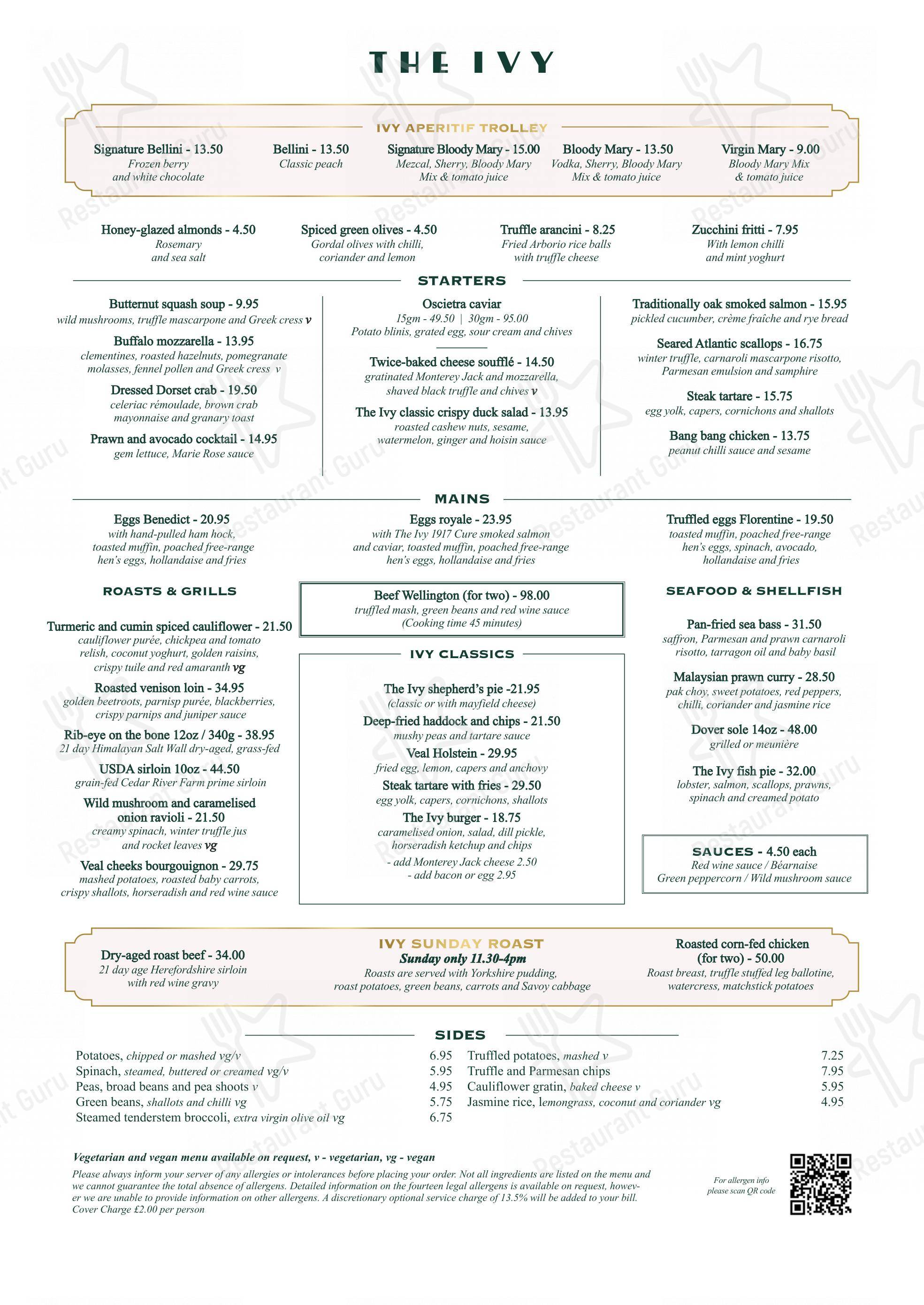 Menu at The Ivy Winchester Brasserie pub & bar, Winchester