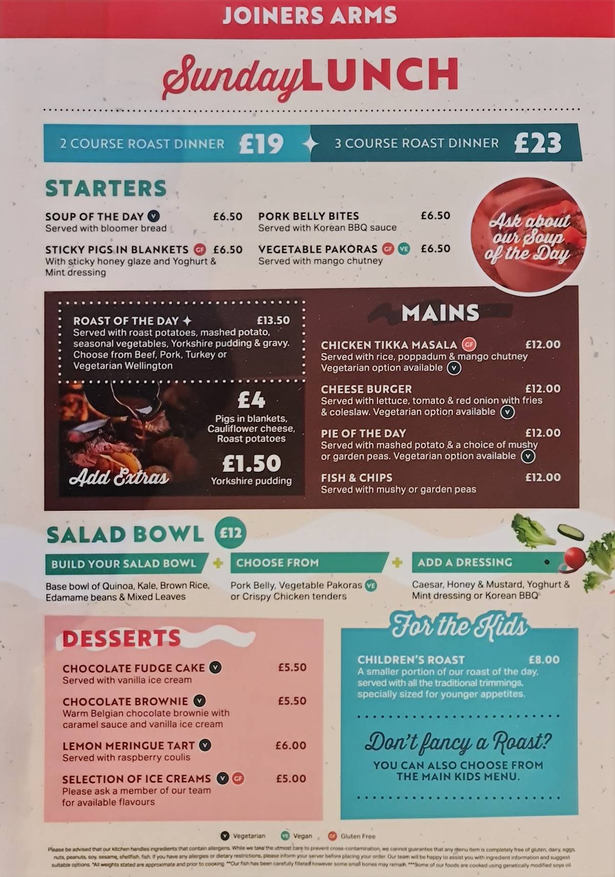 Menu at The Joiners Arms pub & bar, Llanelli, 58 Llwynhendy Rd