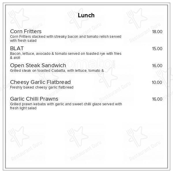 Menu at The Kensington Sports Bar & Tavern, Dunedin