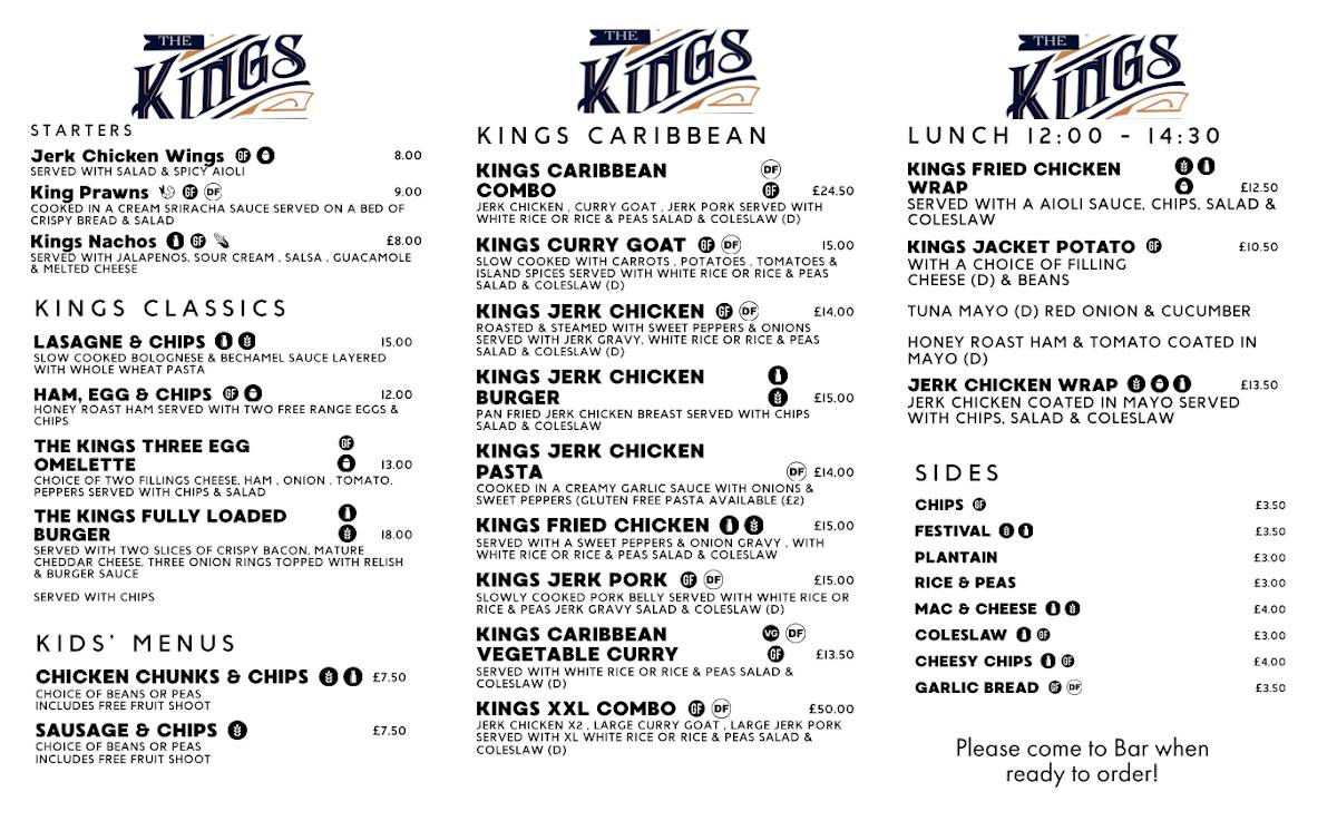 Menu at The Kings Head pub & bar, Bristol, Kings Head