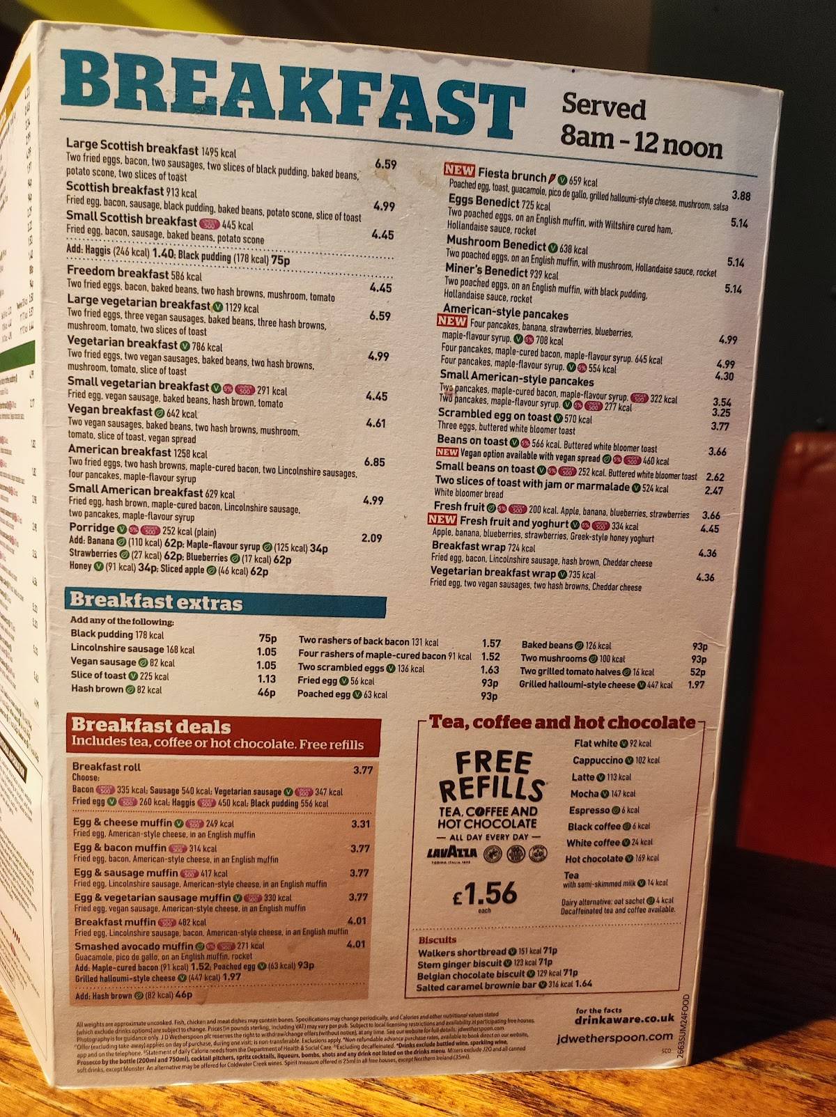 Menu at The Kirky Puffer - JD Wetherspoon pub & bar, Glasgow