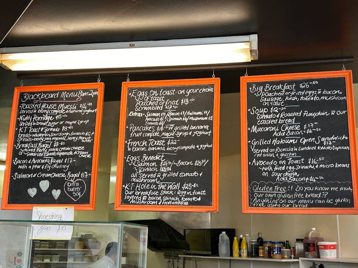 Menu at The Kitchen Table Cafe & Bake, Dunedin