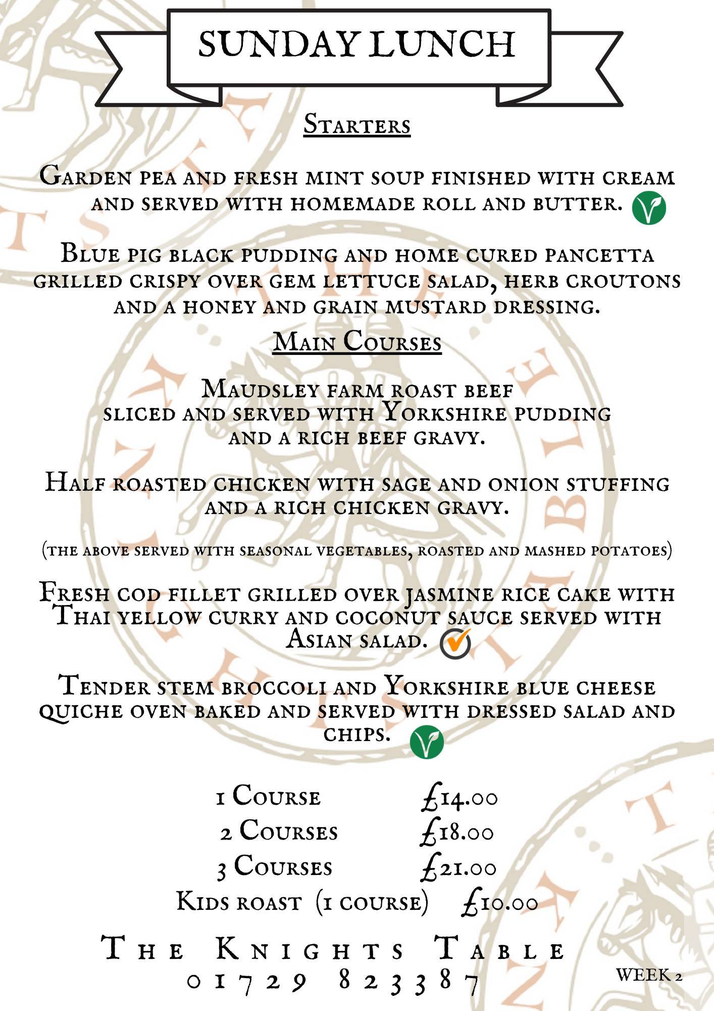Menu at The Knights Table cafe, Settle, Knight Stainforth Hall