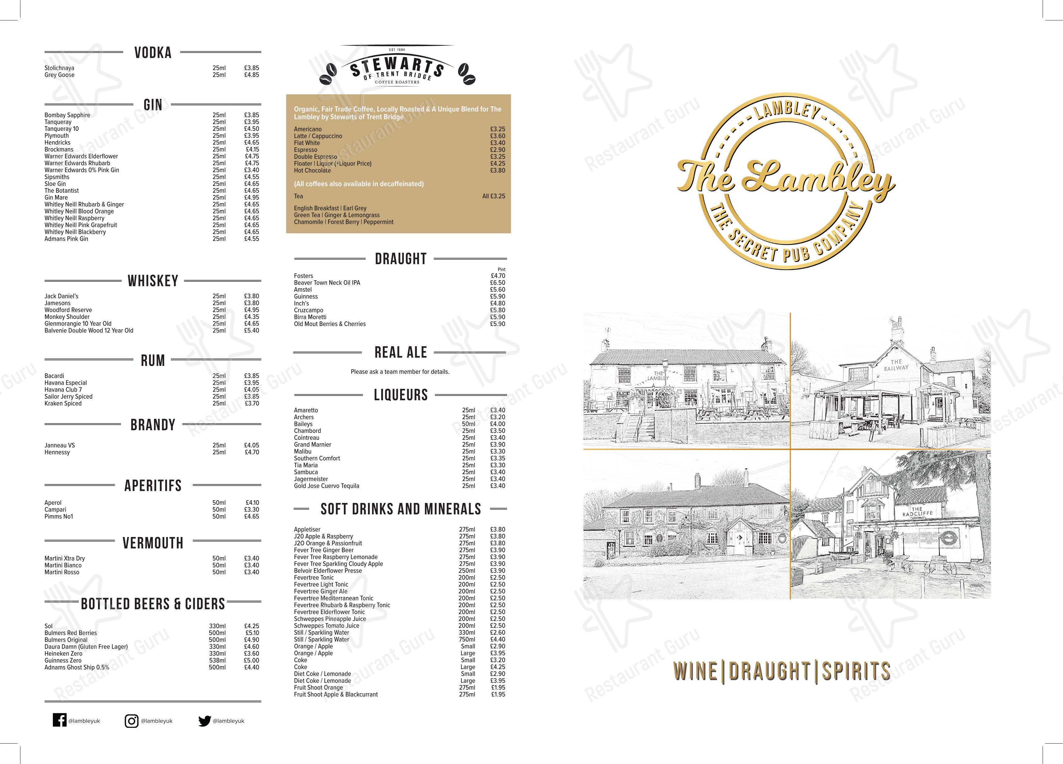 Menu at The Lambley restaurant, Nottingham
