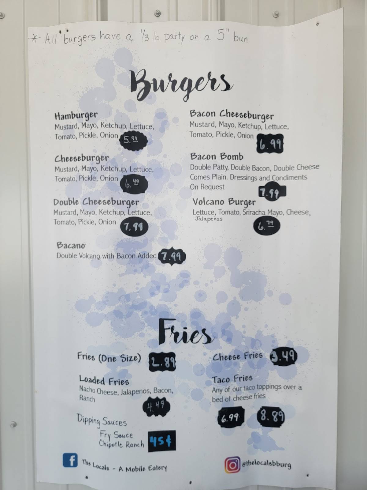 Menu at The Locals Food Trucks and Outdoor Cafe, Brandenburg