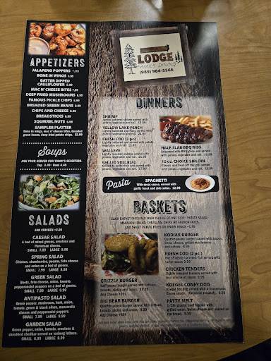 Menu at The Lodge pizzeria, Tawas City, US-23