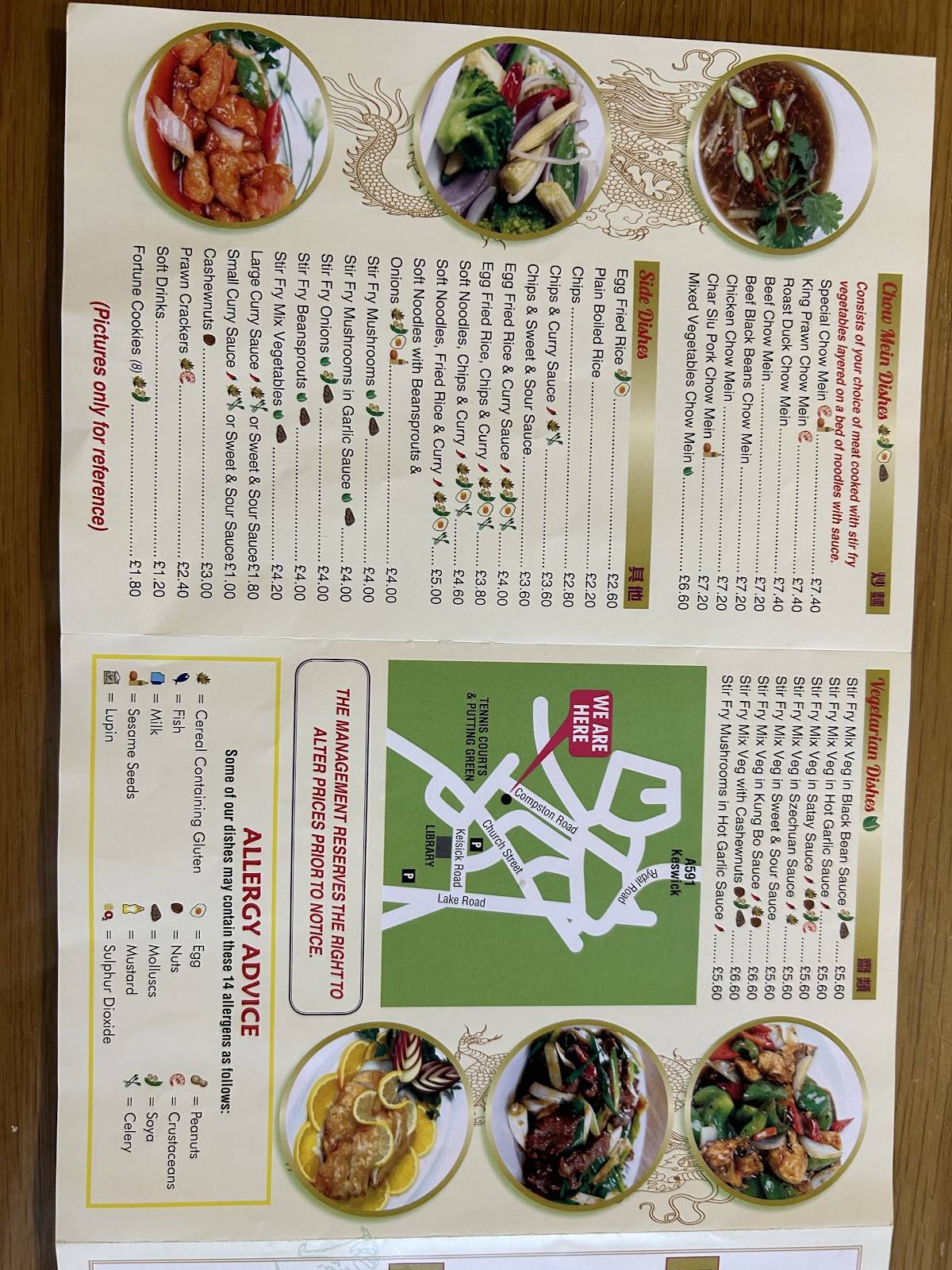 Menu at The Lucky Dragon fast food, Ambleside