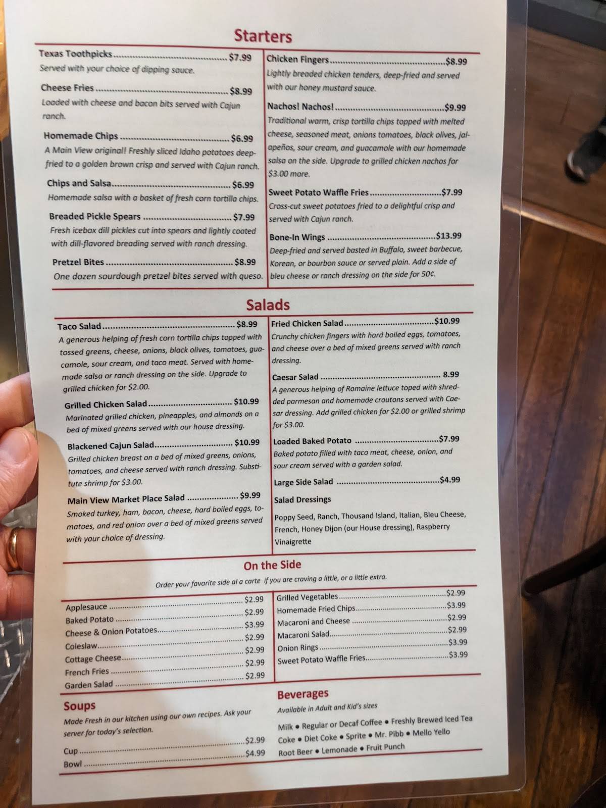 Menu at The Main View pub & bar, North Manchester