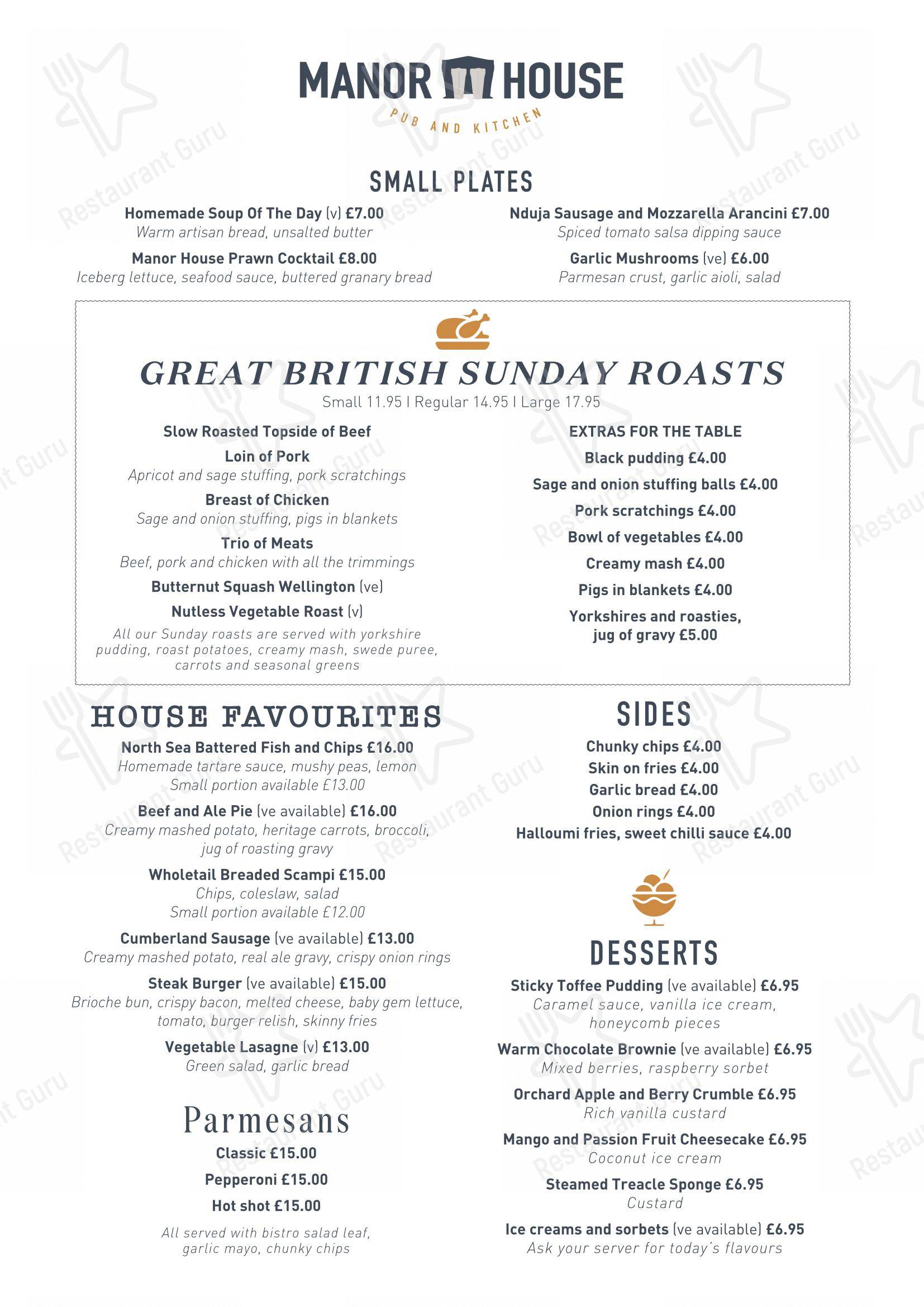 Menu at The Manor House Pub & Kitchen, Maltby