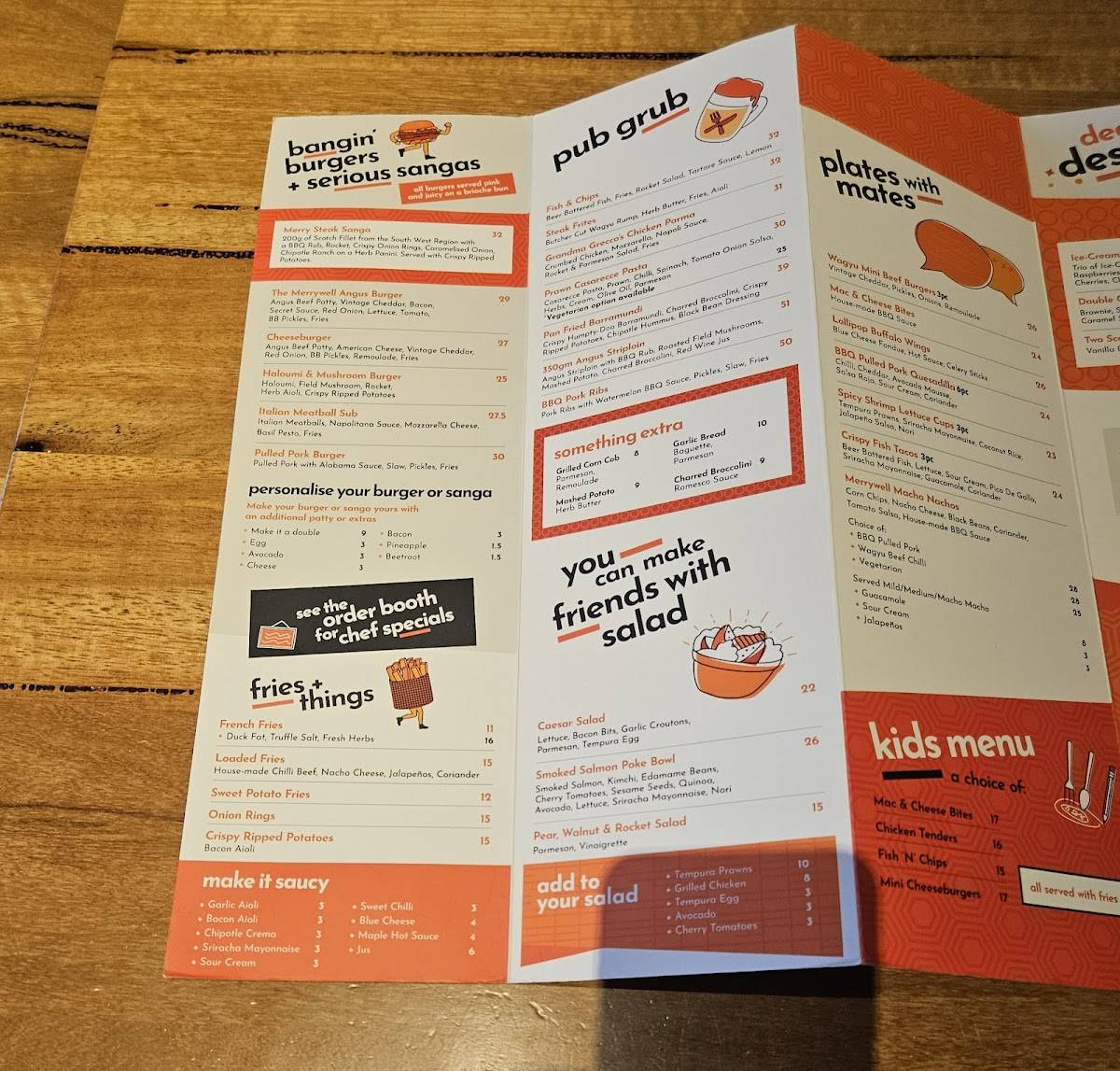 Menu at The Merrywell pub & bar, Burswood, Crown Perth
