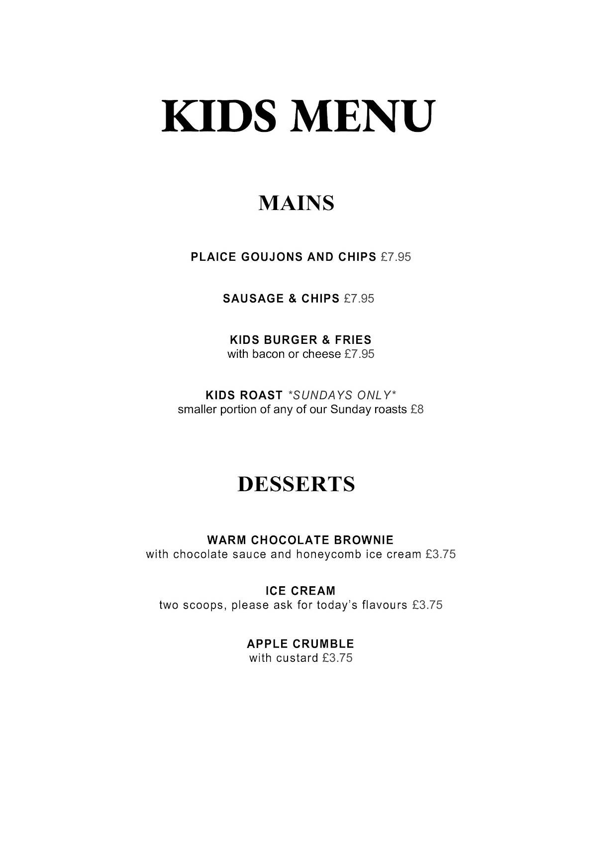 Menu at The Miller of Mansfield restaurant, Goring