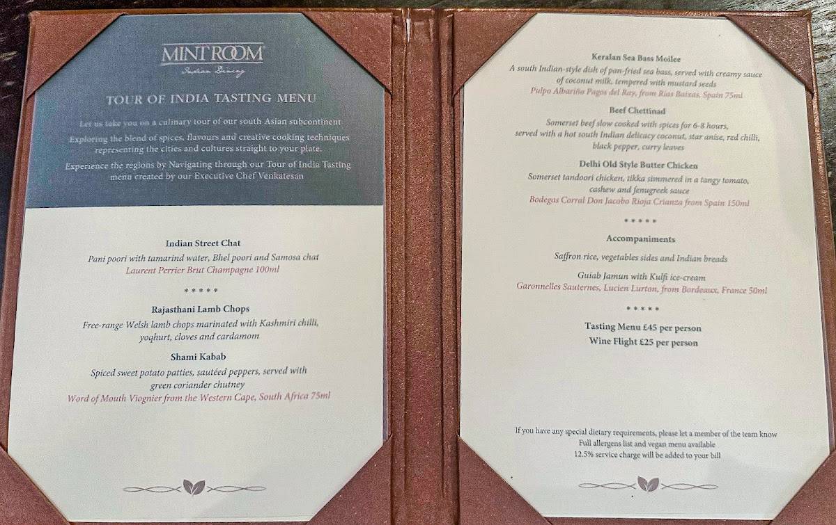 Menu at The Mint Room restaurant, Bath, Longmead Gospel Hall