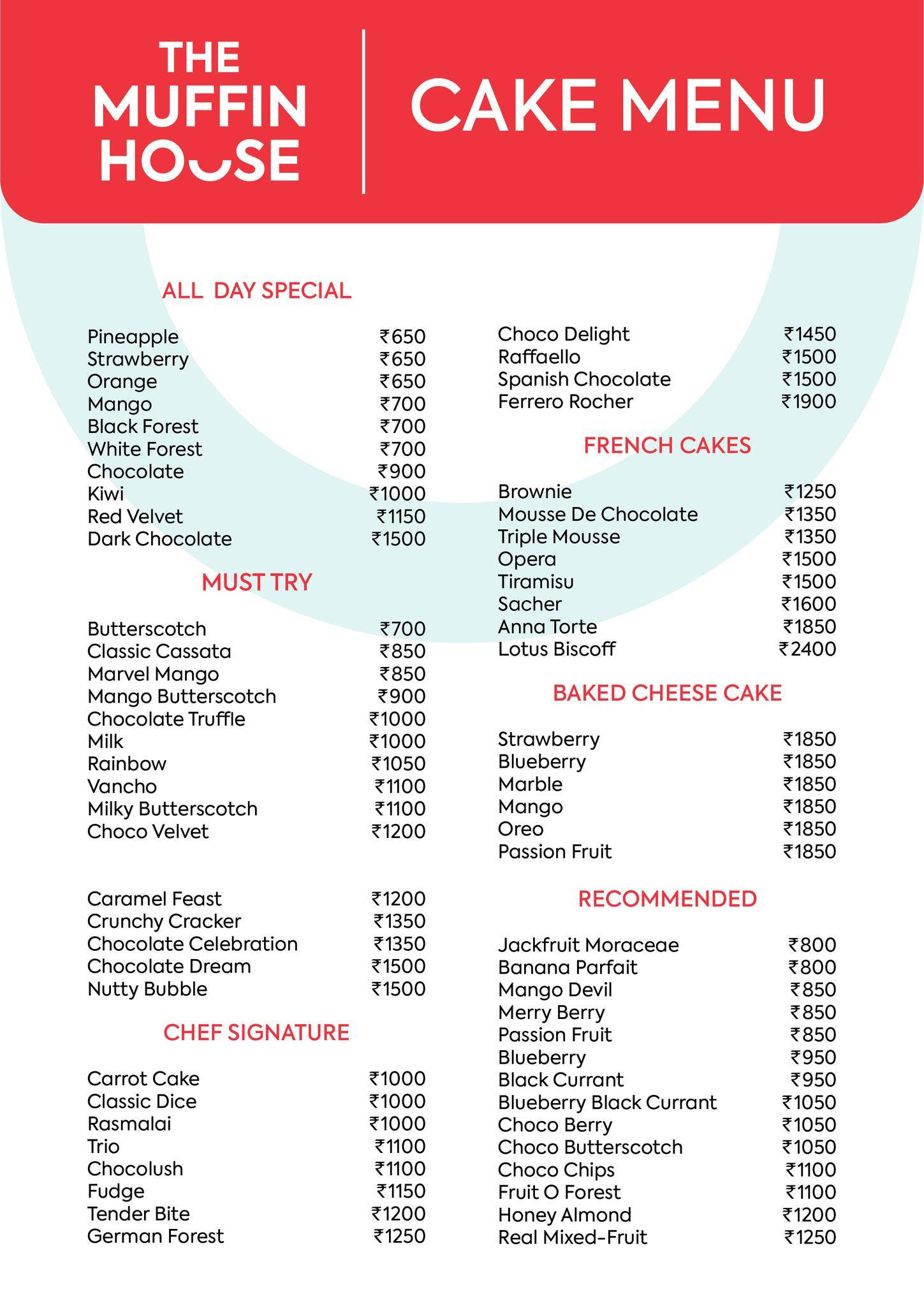 Menu at The Muffin House, Thiruvananthapuram, Muffin Towers