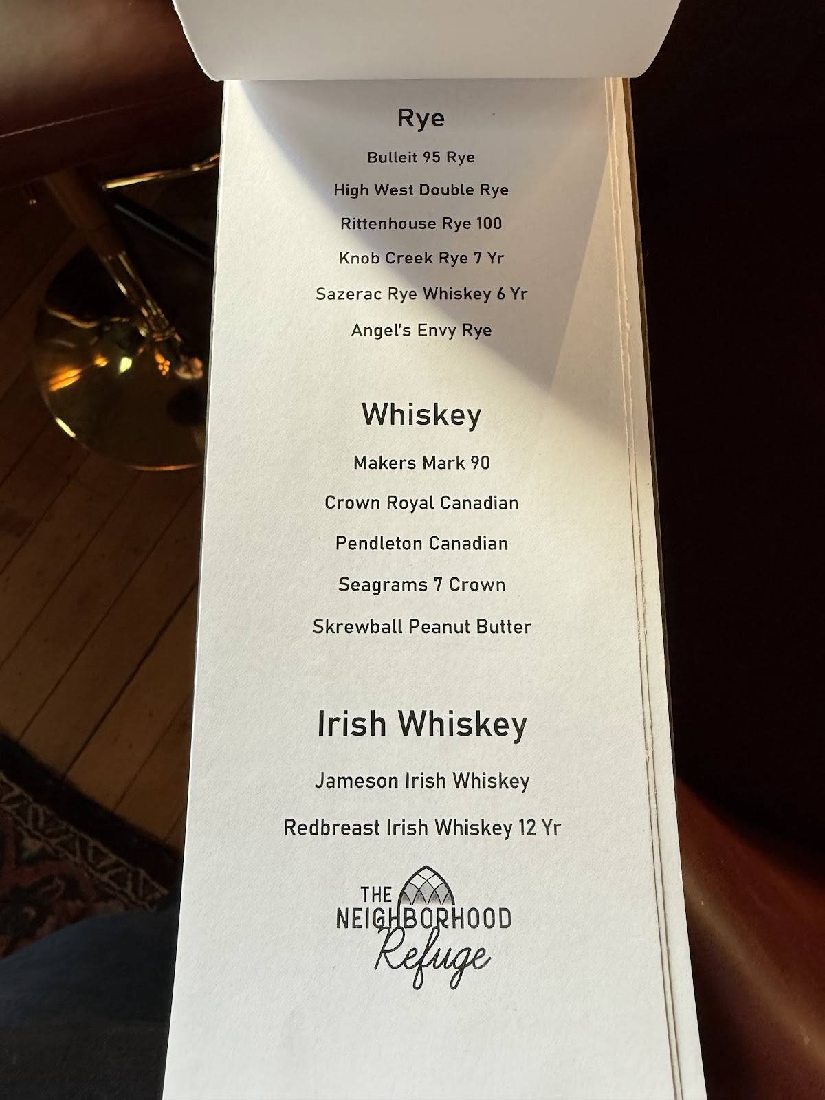 Menu at The Neighborhood Refuge pub & bar, Ridgefield