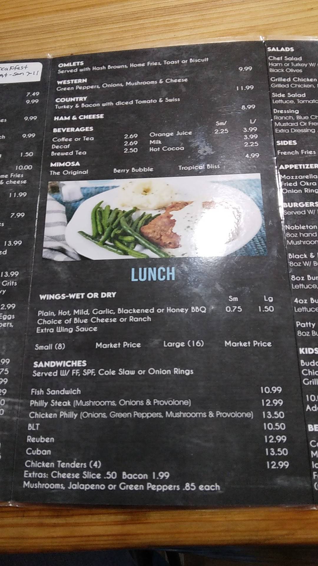 Menu at The New Riverside Restaurant, Nobleton