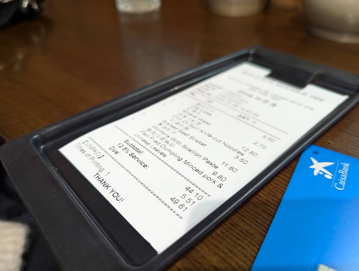 Menu at The Noodle Inn, London