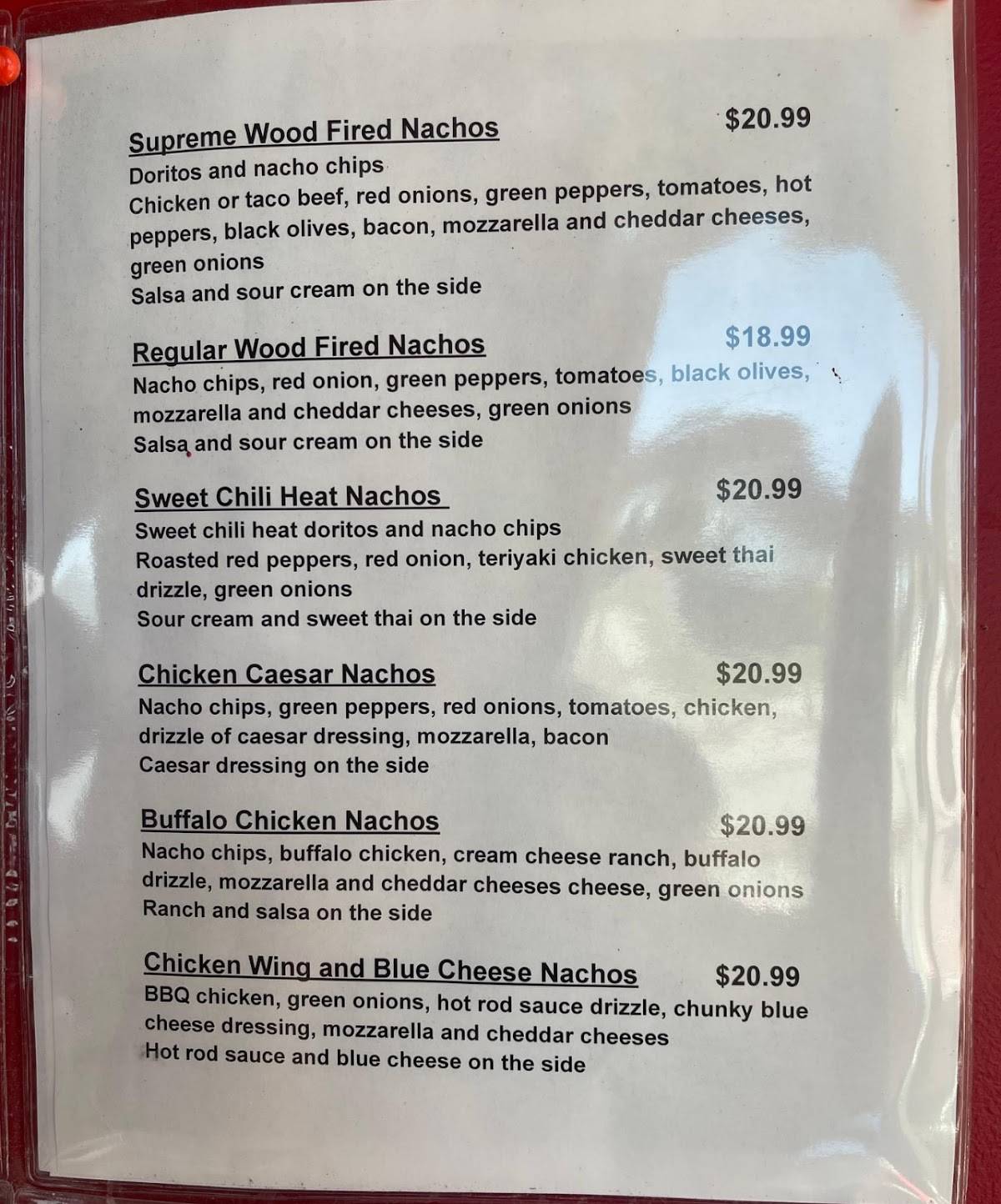 Menu at The Old Garage Wood Fired Pizza pizzeria, Walkerton