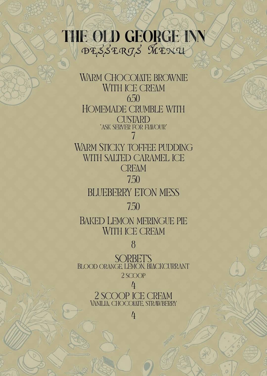 Menu at The Old George Inn pub & bar, Cirencester