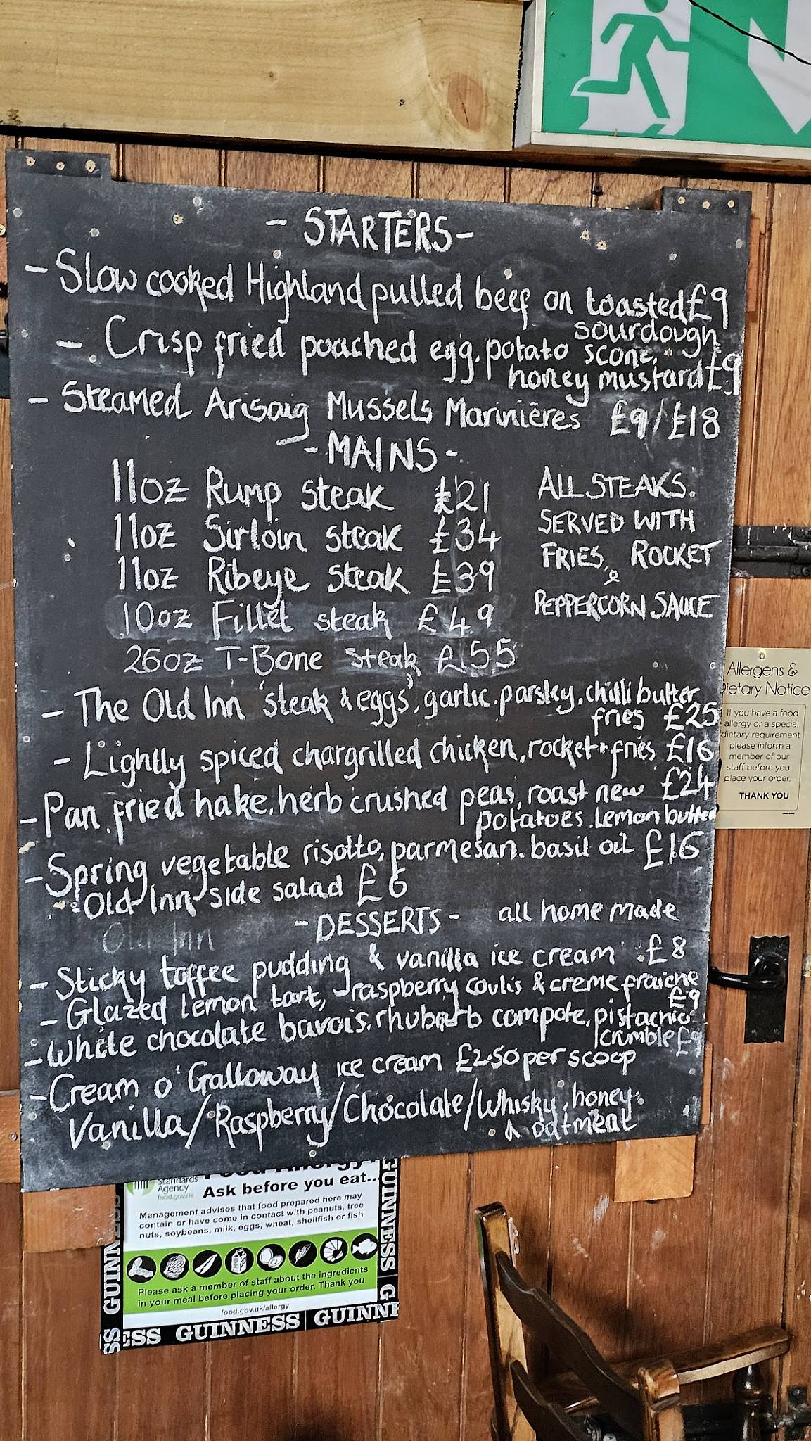 Menu at The Old Inn pub & bar, Portnacroish, 2 A828