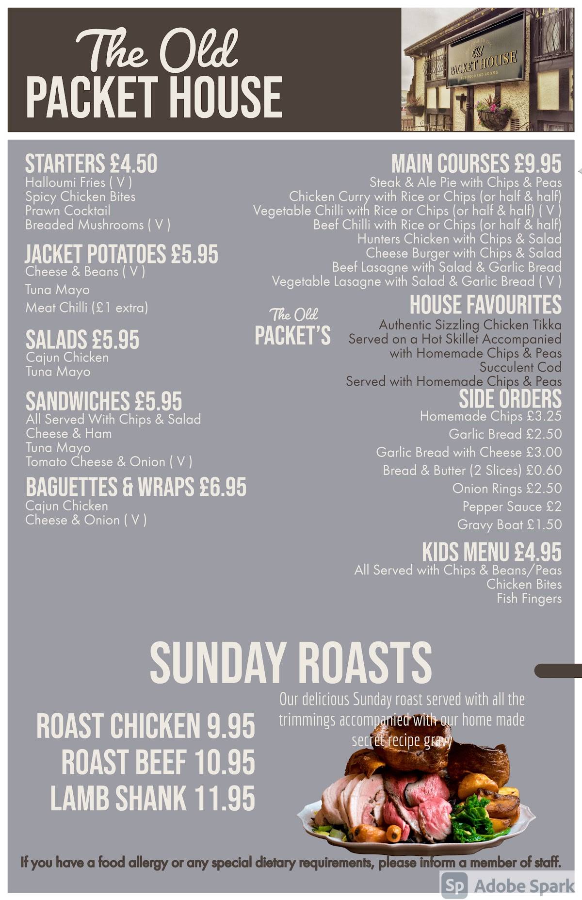 Menu at The Old Packet House pub & bar, Altrincham